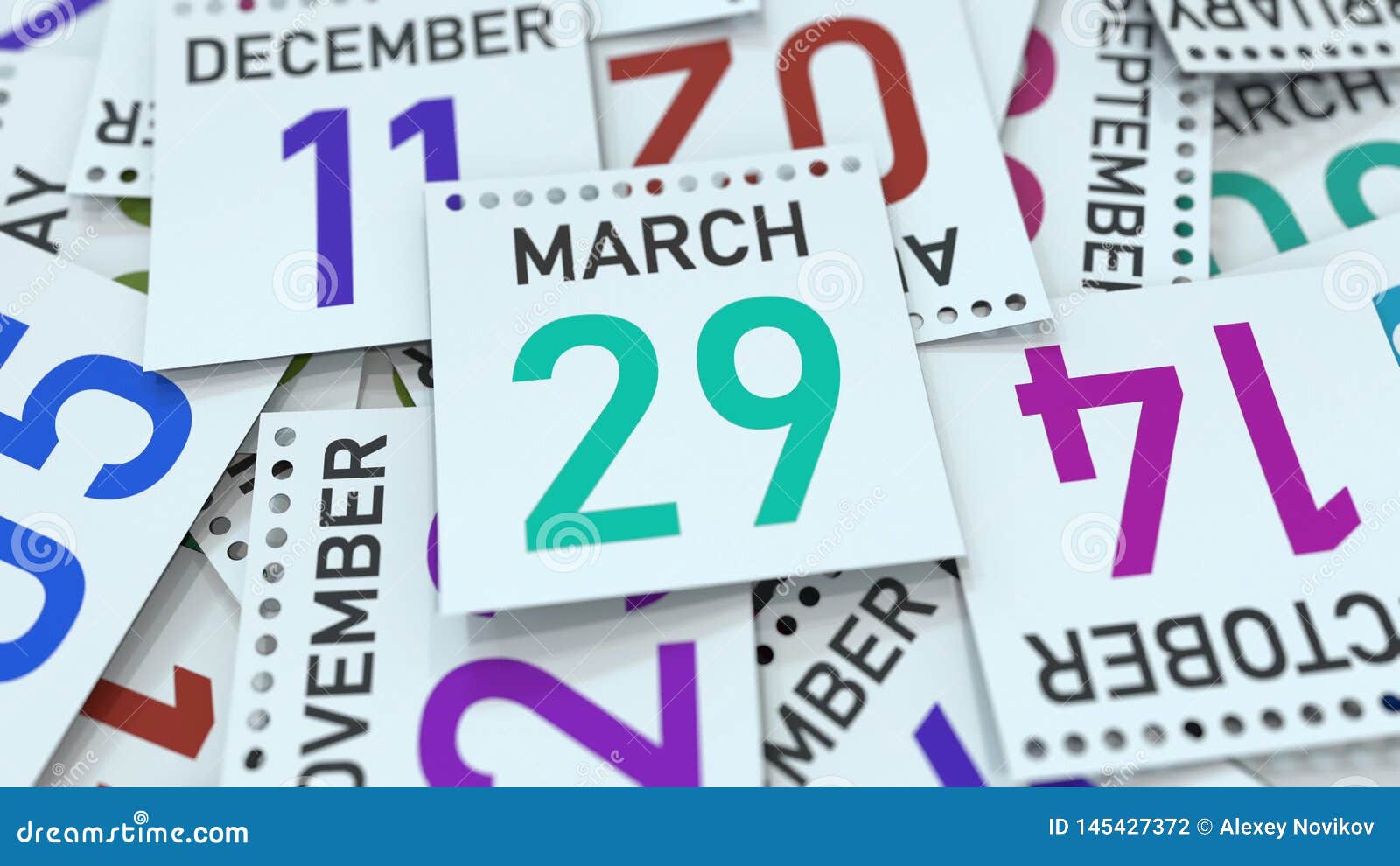 Calendar Page Shows March 29 Date, 3D Rendering Stock Illustration ...