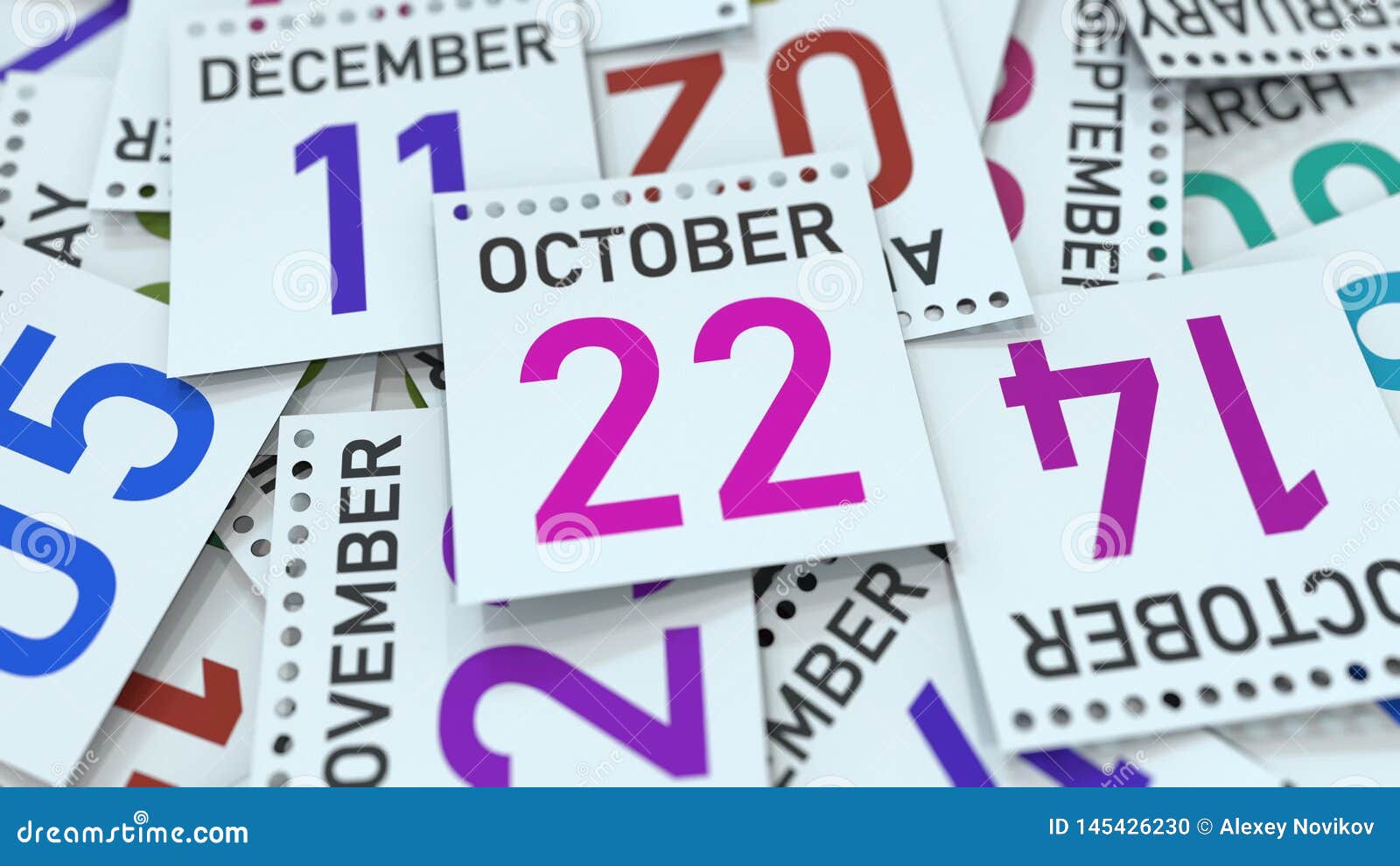 October 22 Date on Calendar Leaf. 3D Rendering Stock Illustration ...
