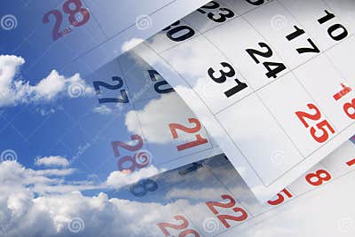 Calendar Pages and Clouds stock image. Image of months - 21496151