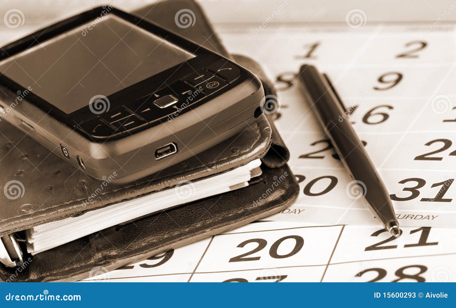 Calendar, Pen, Pocket Planner and Pda Stock Image - Image of comment ...