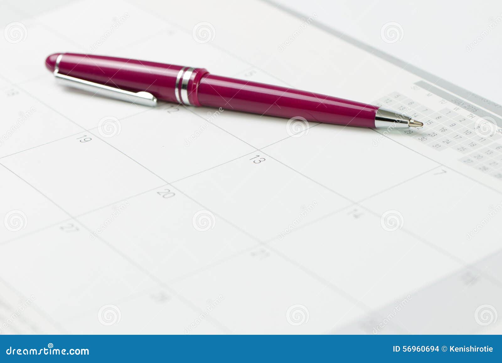 Calendar and pen stock photo. Image of calendar, vacation - 56960694