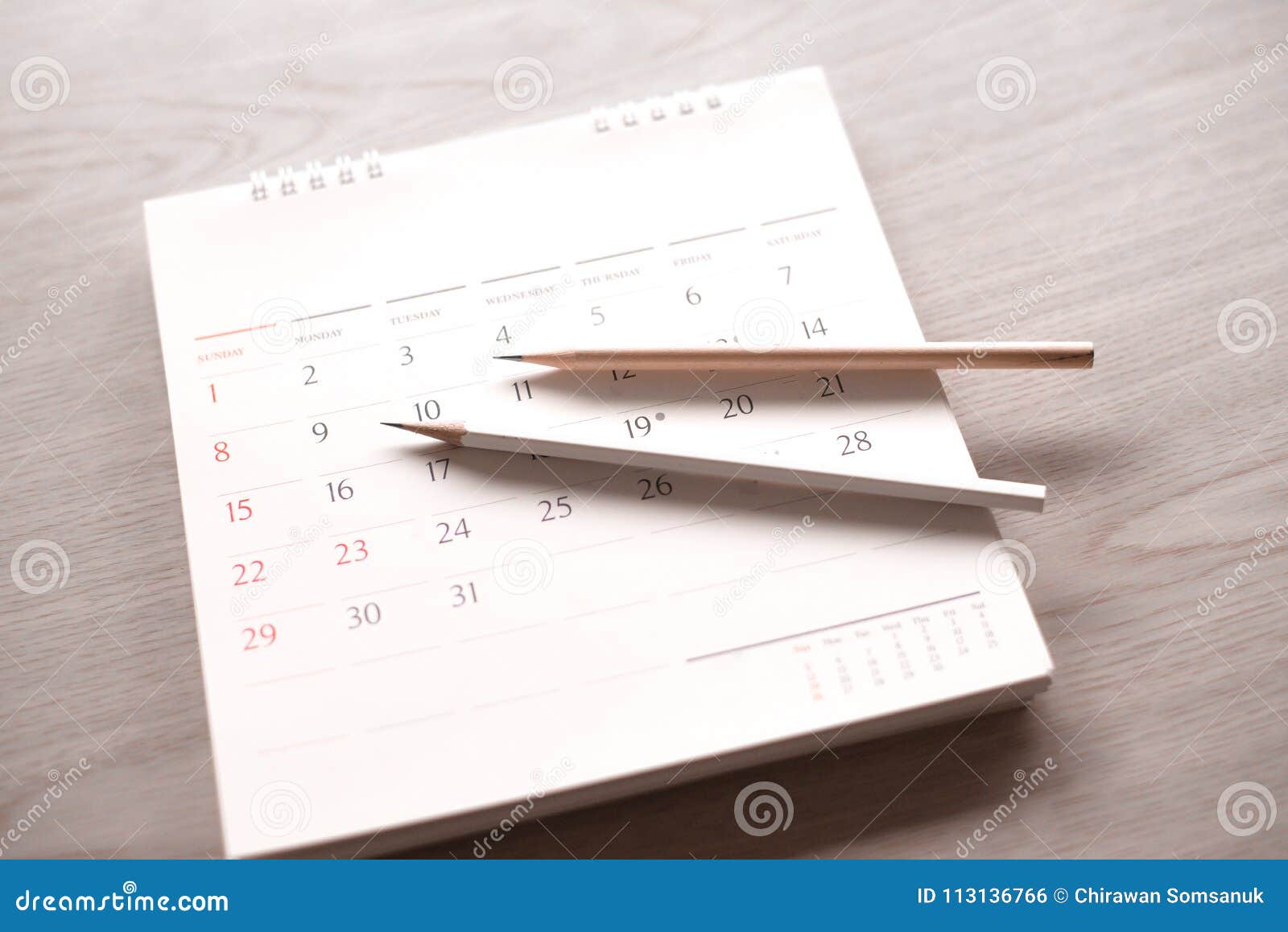 Calendar in plan concept. stock photo. Image of collection - 113136766