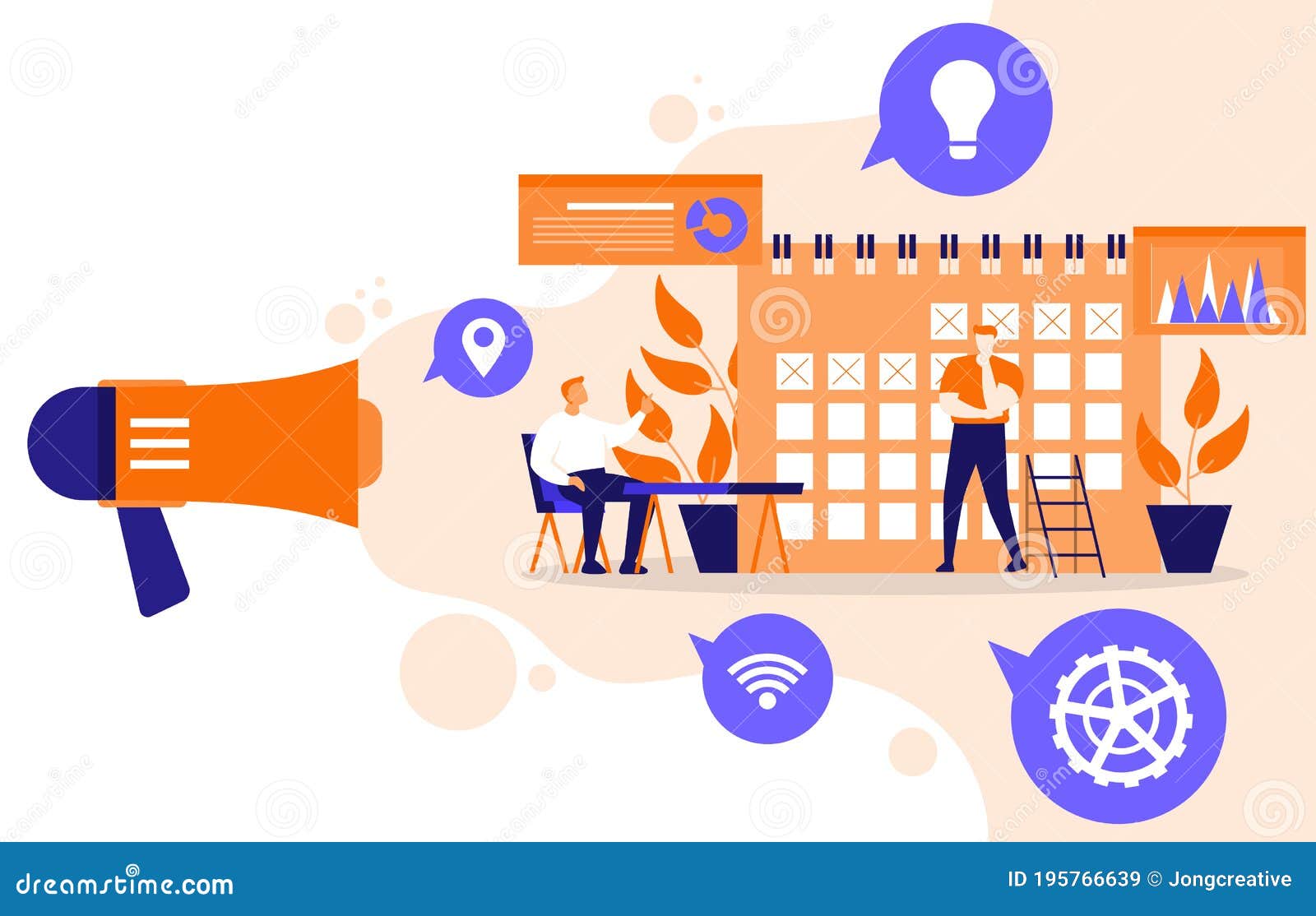 Calendar People Commitment Teamwork Together Outline Logo Vector Illustration | CartoonDealer ...