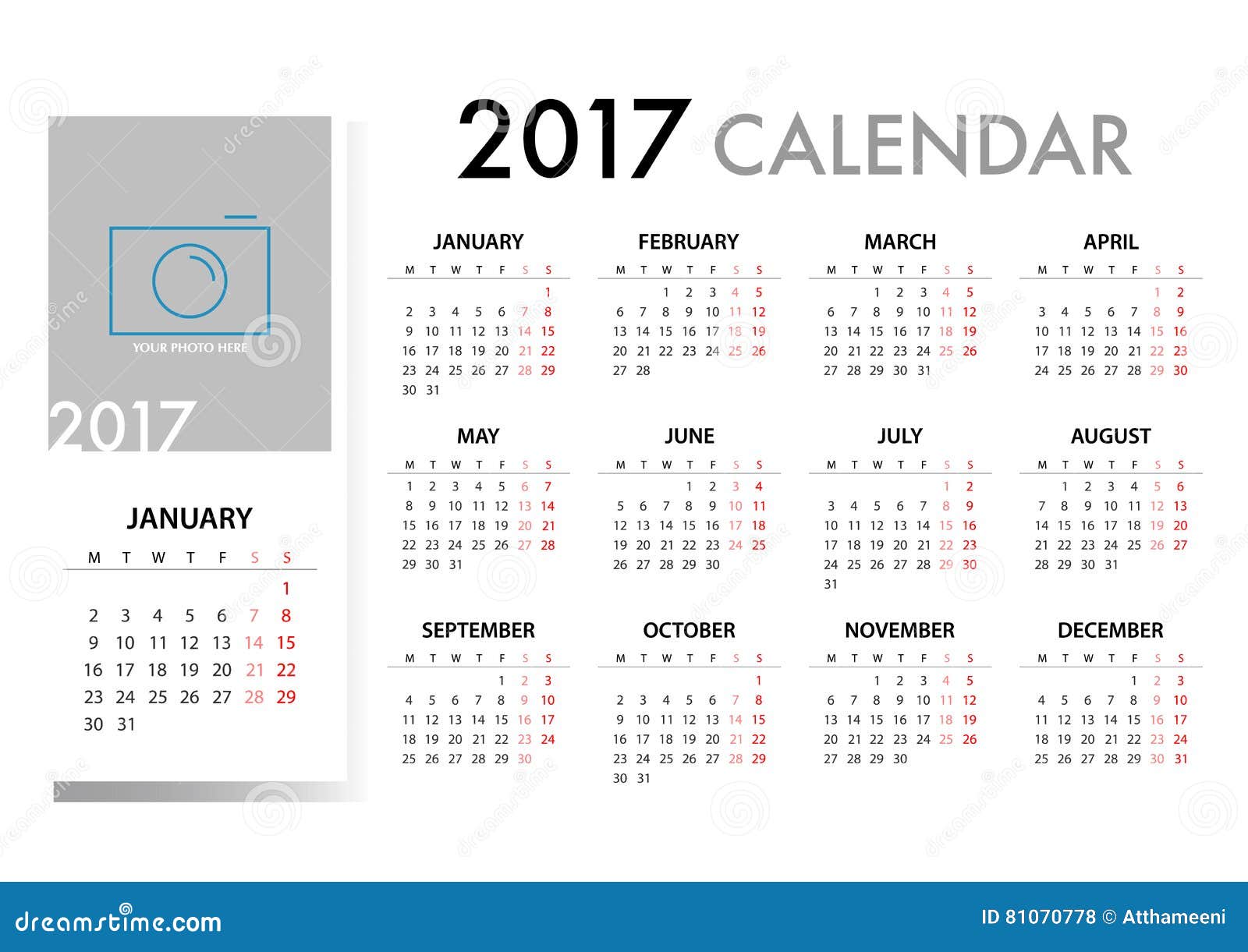 2017 Calendar Planner Design. Stock Illustration - Illustration of ...