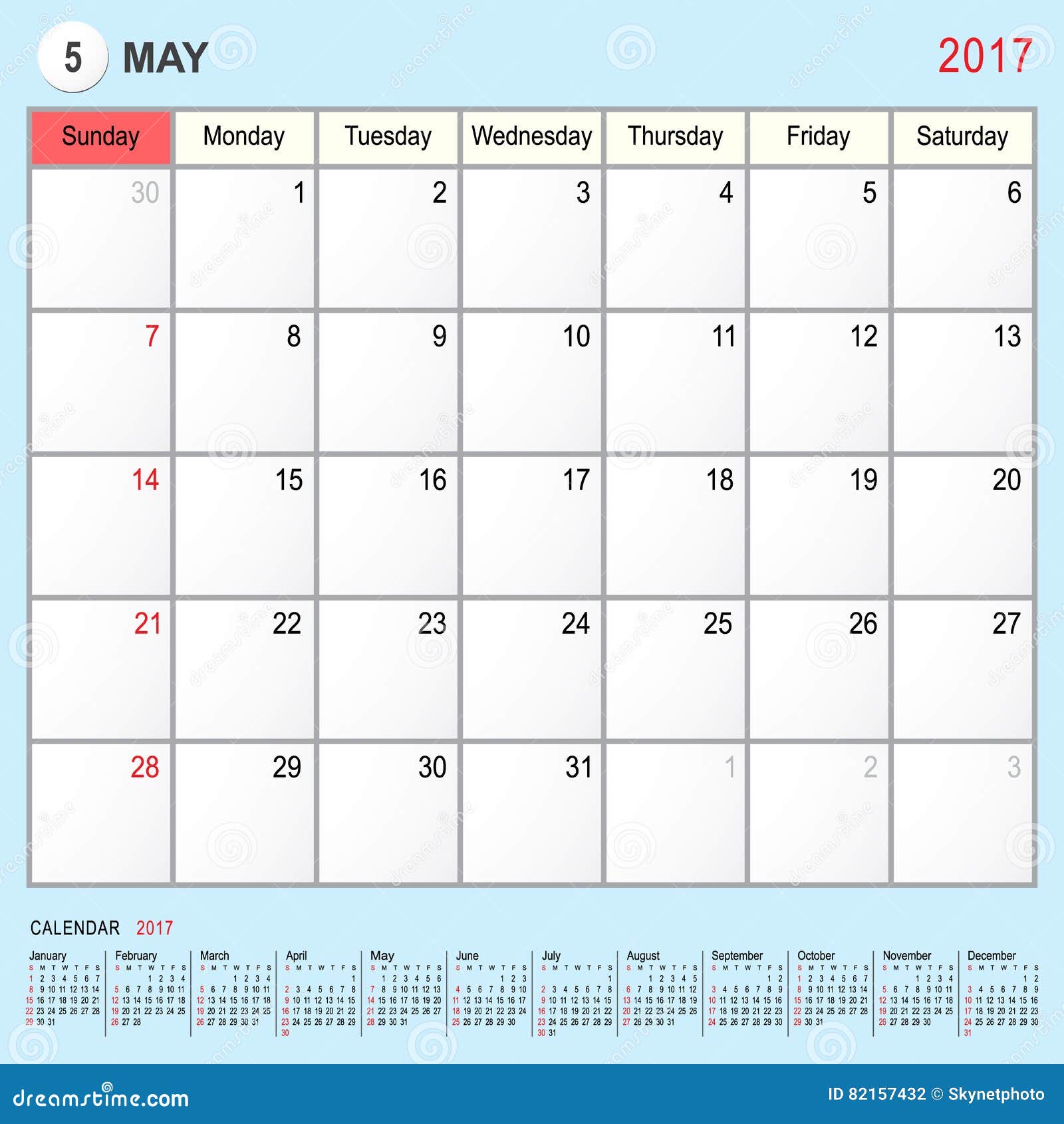 Calendar Planner May 2017 stock illustration. Illustration of backup ...