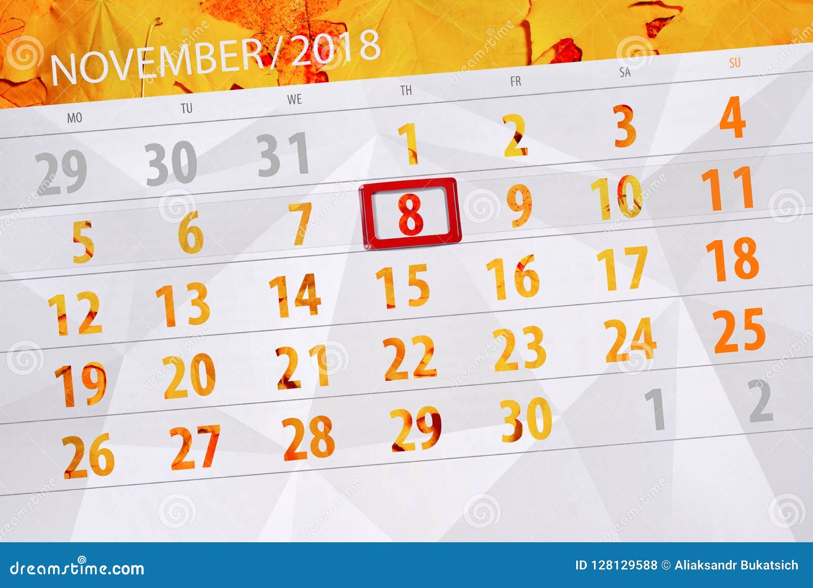 Calendar Planner for the Month, Deadline Day of the Week 2018 November ...