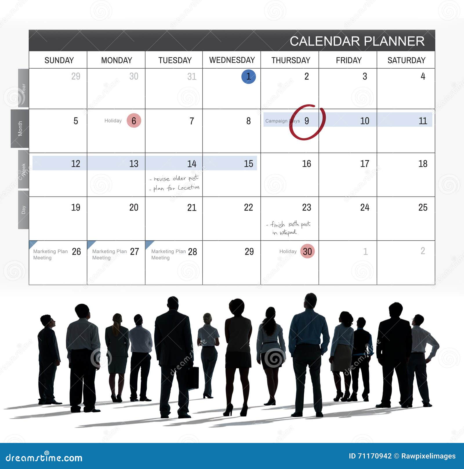 Calendar Planner Organization Management Remind Concept Stock Photo ...