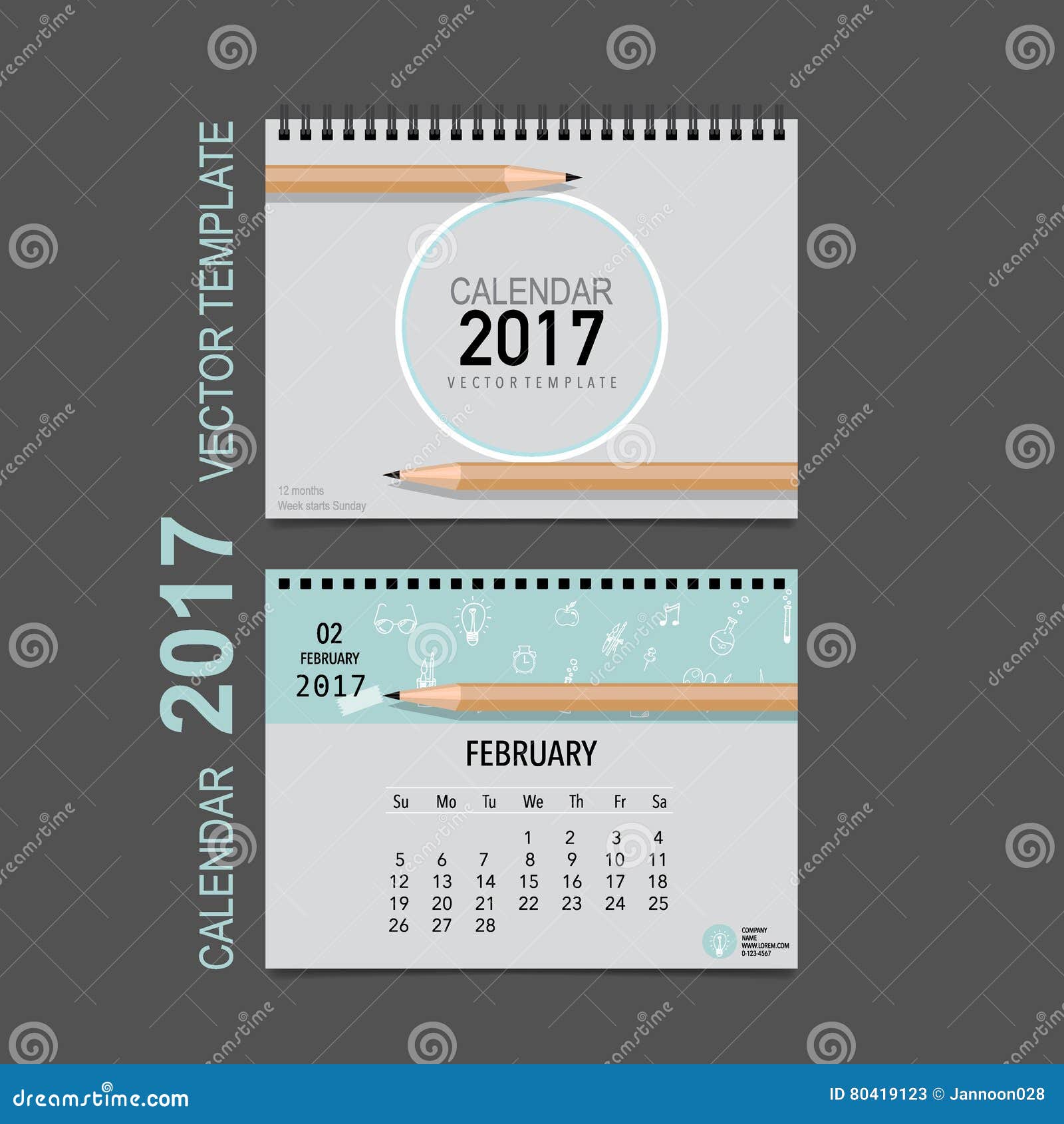 2017 Calendar Planner Vector Design, Monthly Calendar Template Stock ...