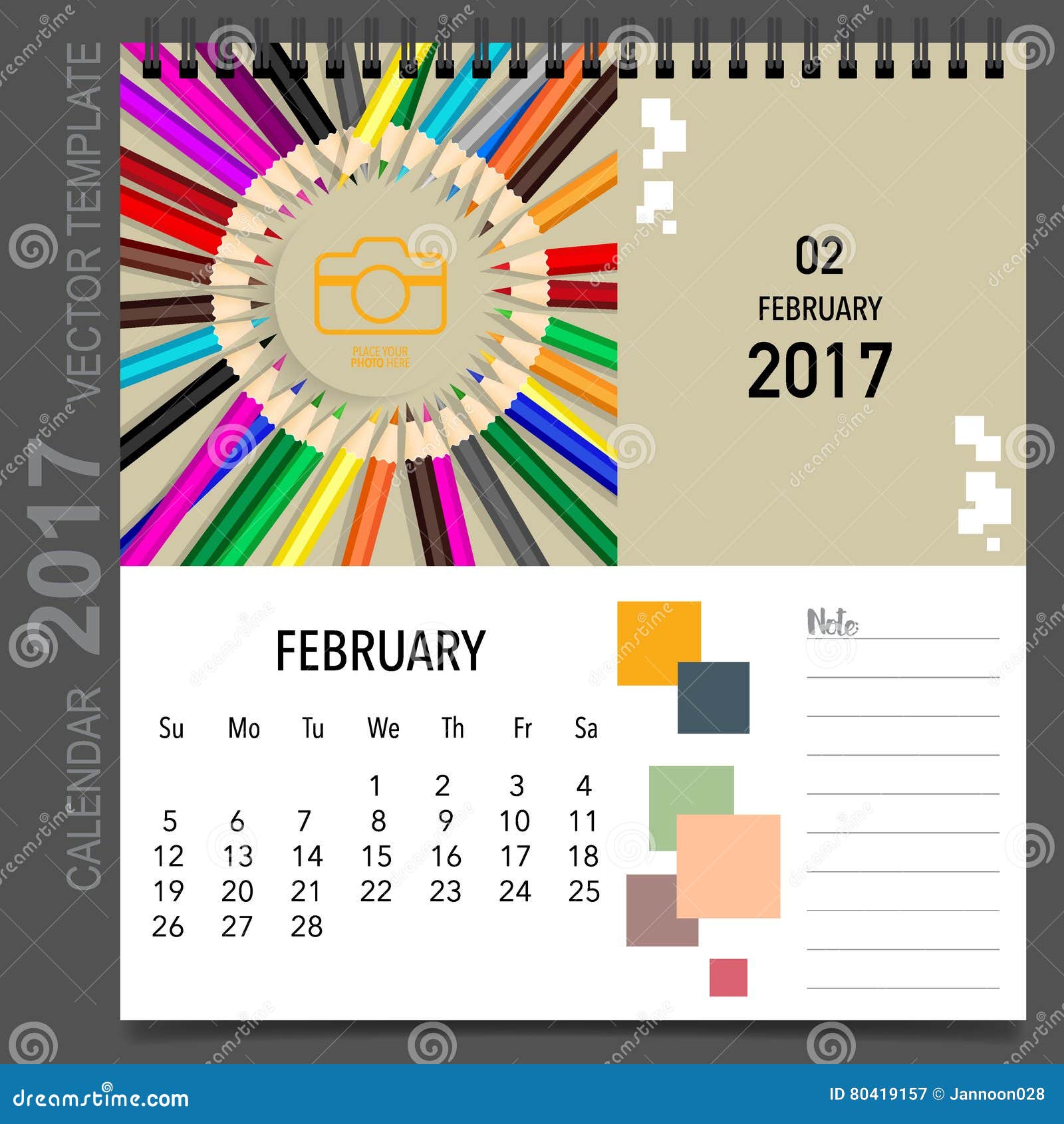 2017 Calendar Planner Vector Design, Monthly Calendar Template Stock ...