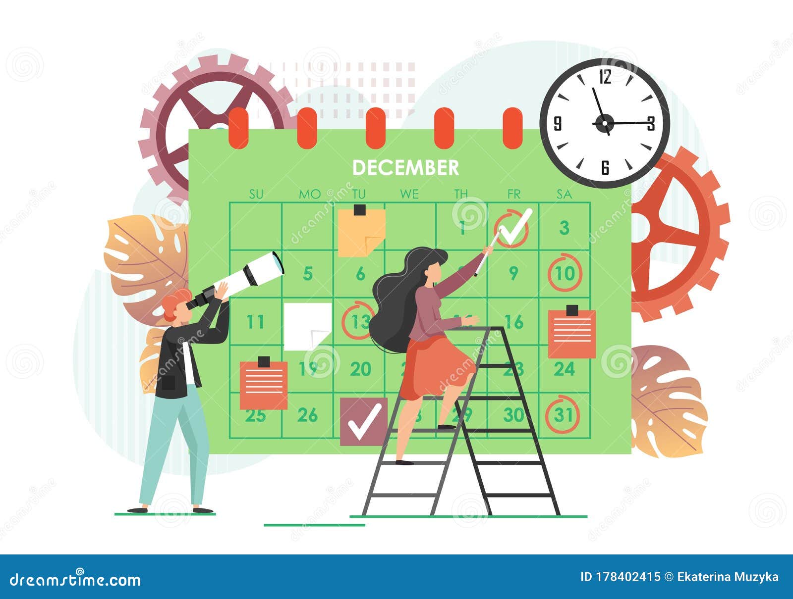 Calendar Planner, Vector Flat Style Design Illustration Stock Vector ...