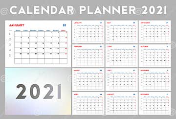 2021 Calendar Planner with Week Numbers Stock Vector - Illustration of ...