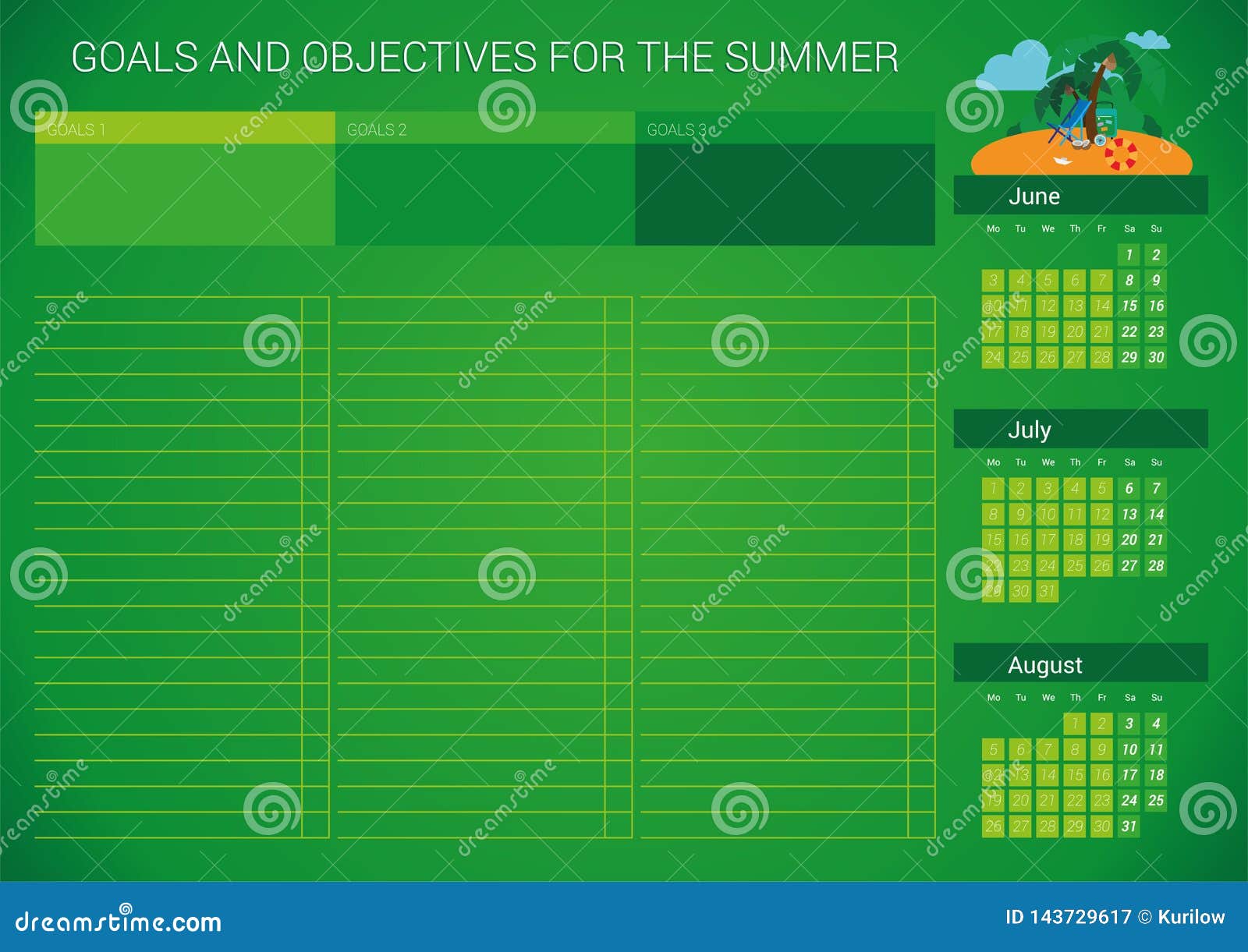 Calendar for Planning Cases and Goals. Stock Vector - Illustration of ...