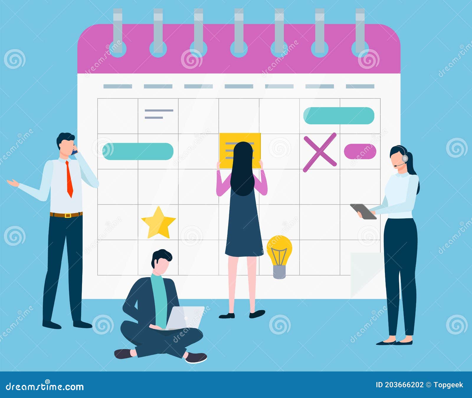 Calendar Planning Work Workers Schedule Planner Stock Vector ...