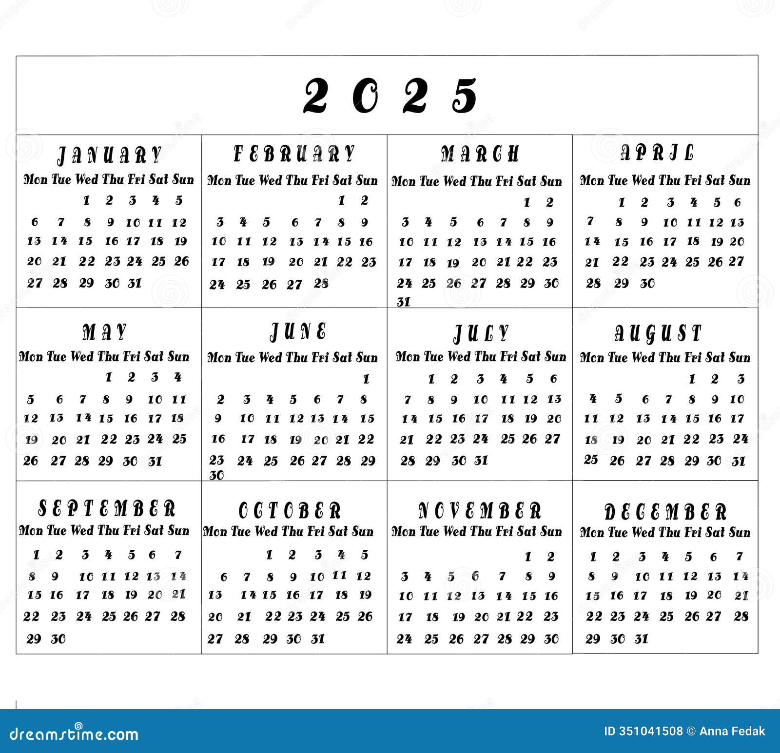 Calendar in PNG Format for the Year 2025 Stock Photo - Image of ...