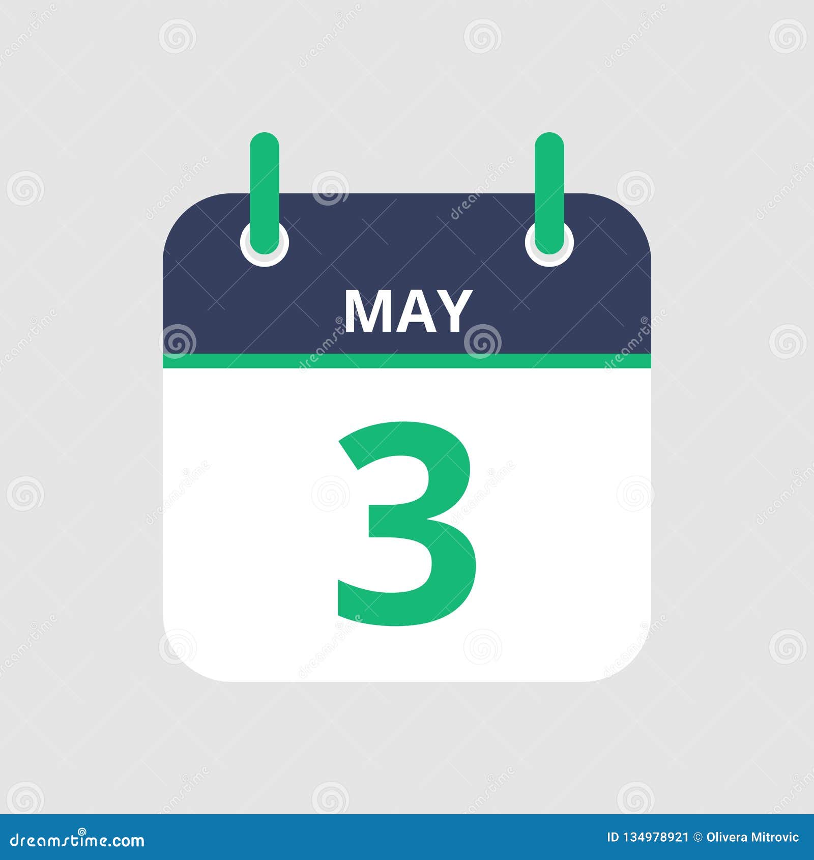 Calendar 3rd of May stock vector. Illustration of object - 134978921
