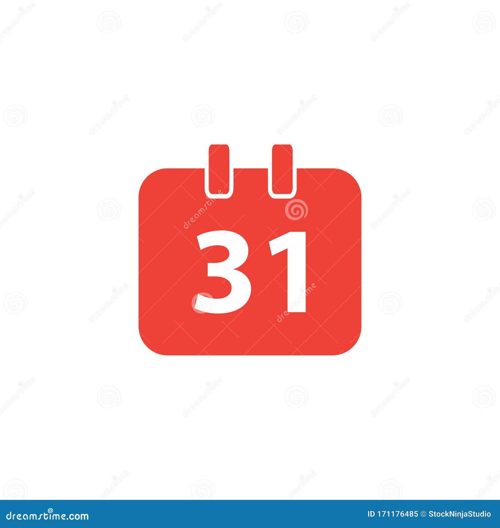 Calendar Red Icon on White Background. Red Flat Style Vector ...