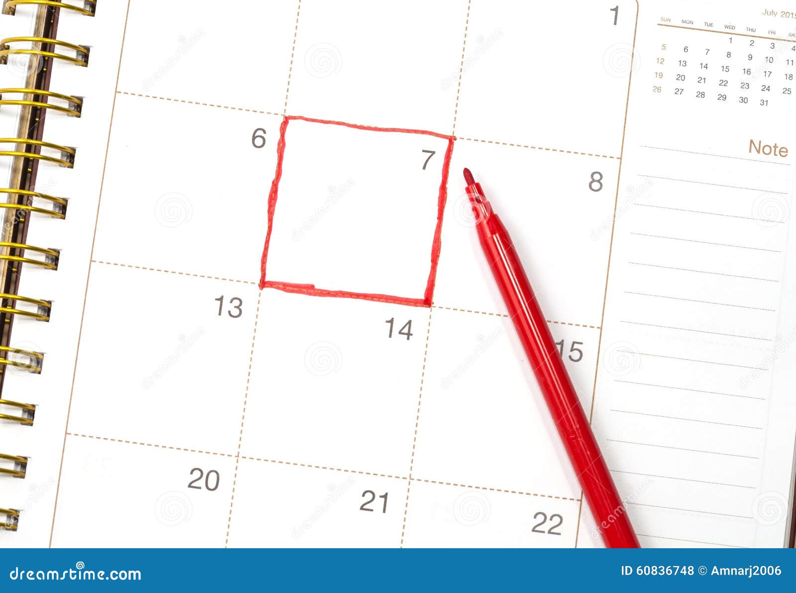 Calendar with red marking stock photo. Image of deadline - 60836748