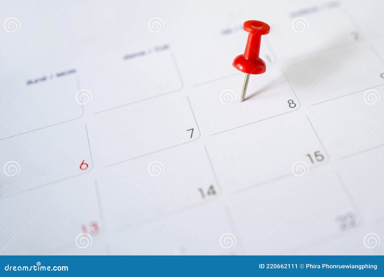 Calendar with a Red Pin for June 8th, Mark the Date of the Event with a ...