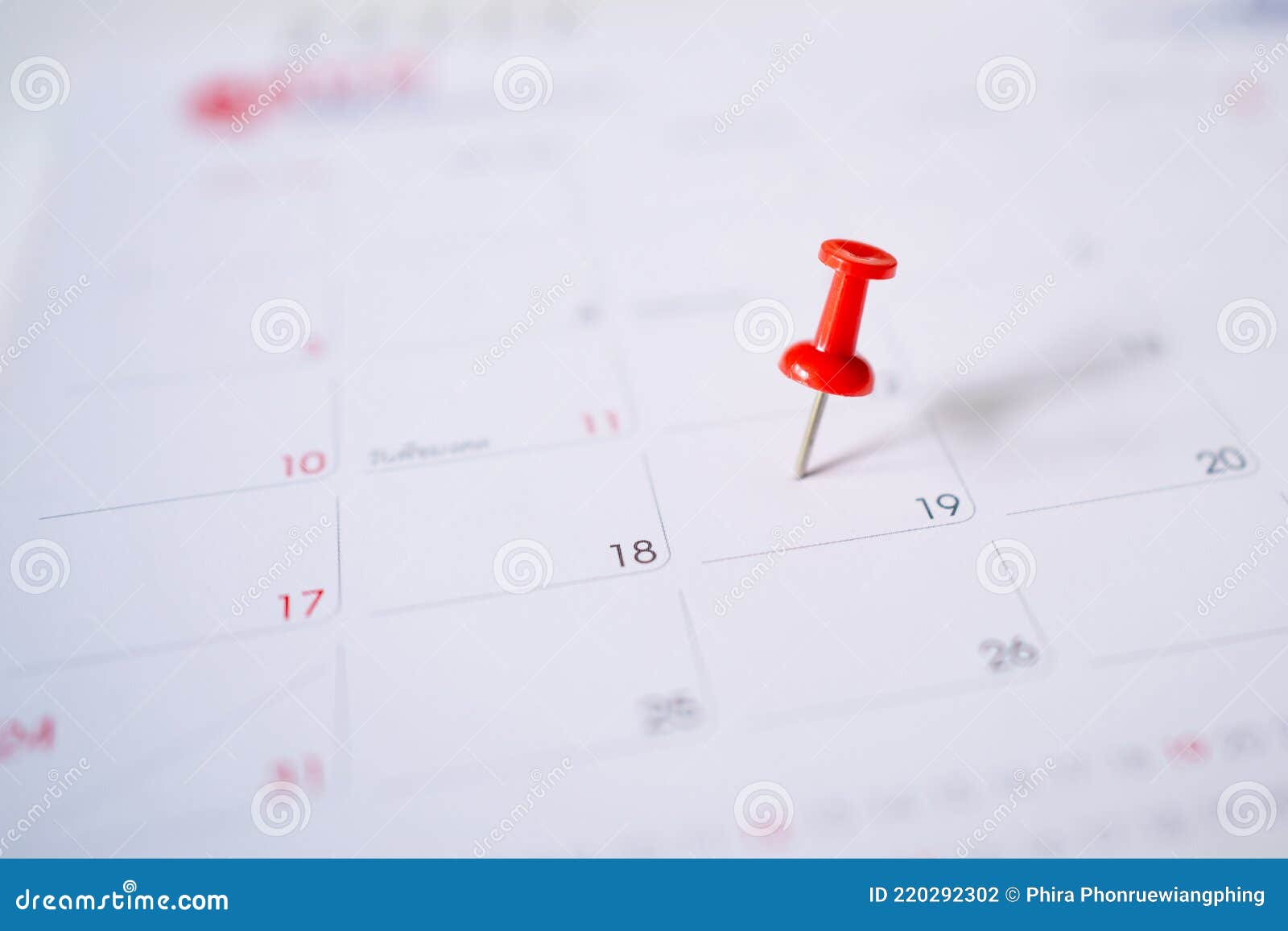 Calendar with a Red Pin on the 19th, Mark the Date of the Event with a ...