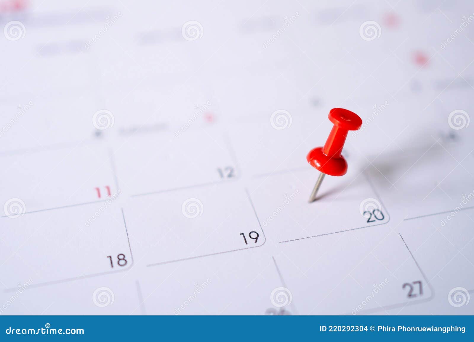 Calendar with Red Pins on the 20th, Mark the Date of the Event with a ...