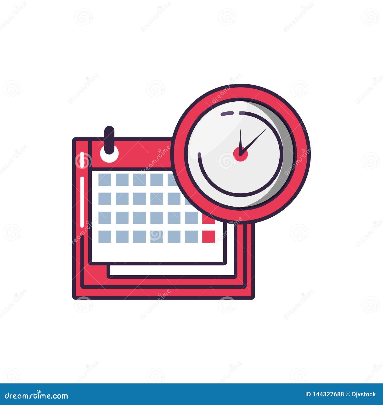 Calendar Reminder with Clock Time Stock Illustration - Illustration of ...