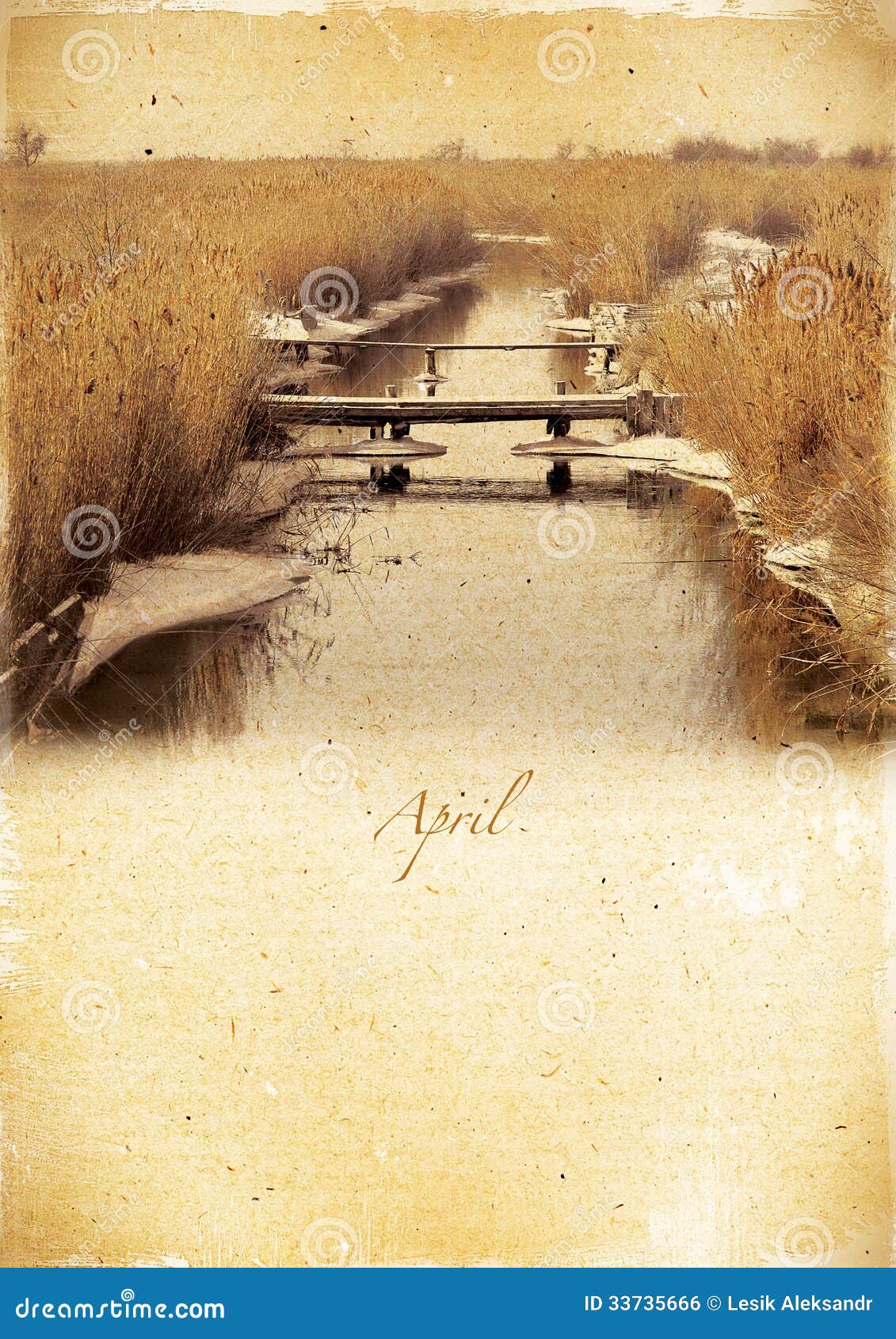 Calendar Retro. April. Vintage Spring Landscape. Stock Photo - Image of ...