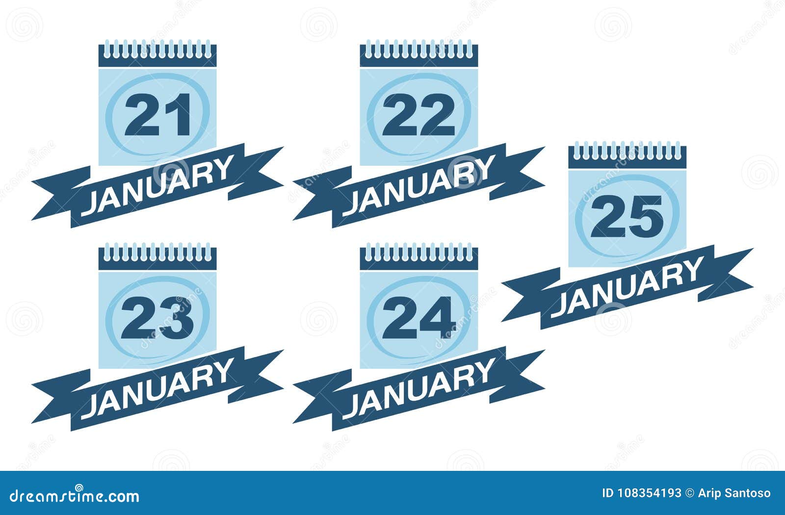 Calendar with Ribbon Set stock vector. Illustration of anniversary ...