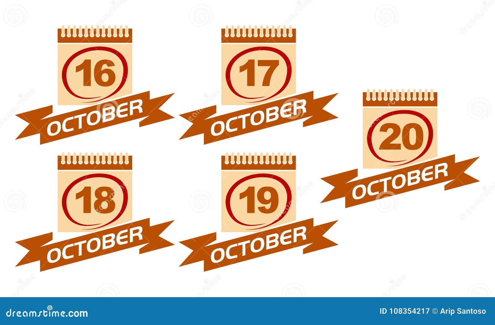 Calendar with Ribbon Set stock vector. Illustration of reminder - 108354217