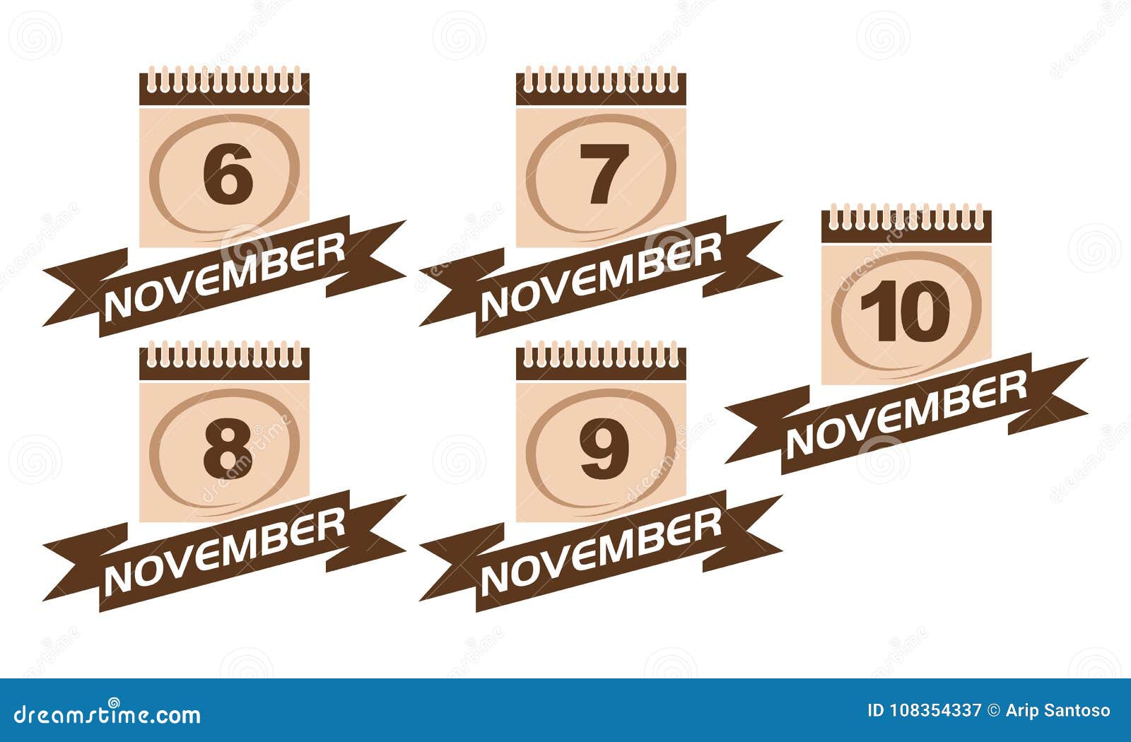 Calendar with Ribbon Set stock vector. Illustration of note - 108354337