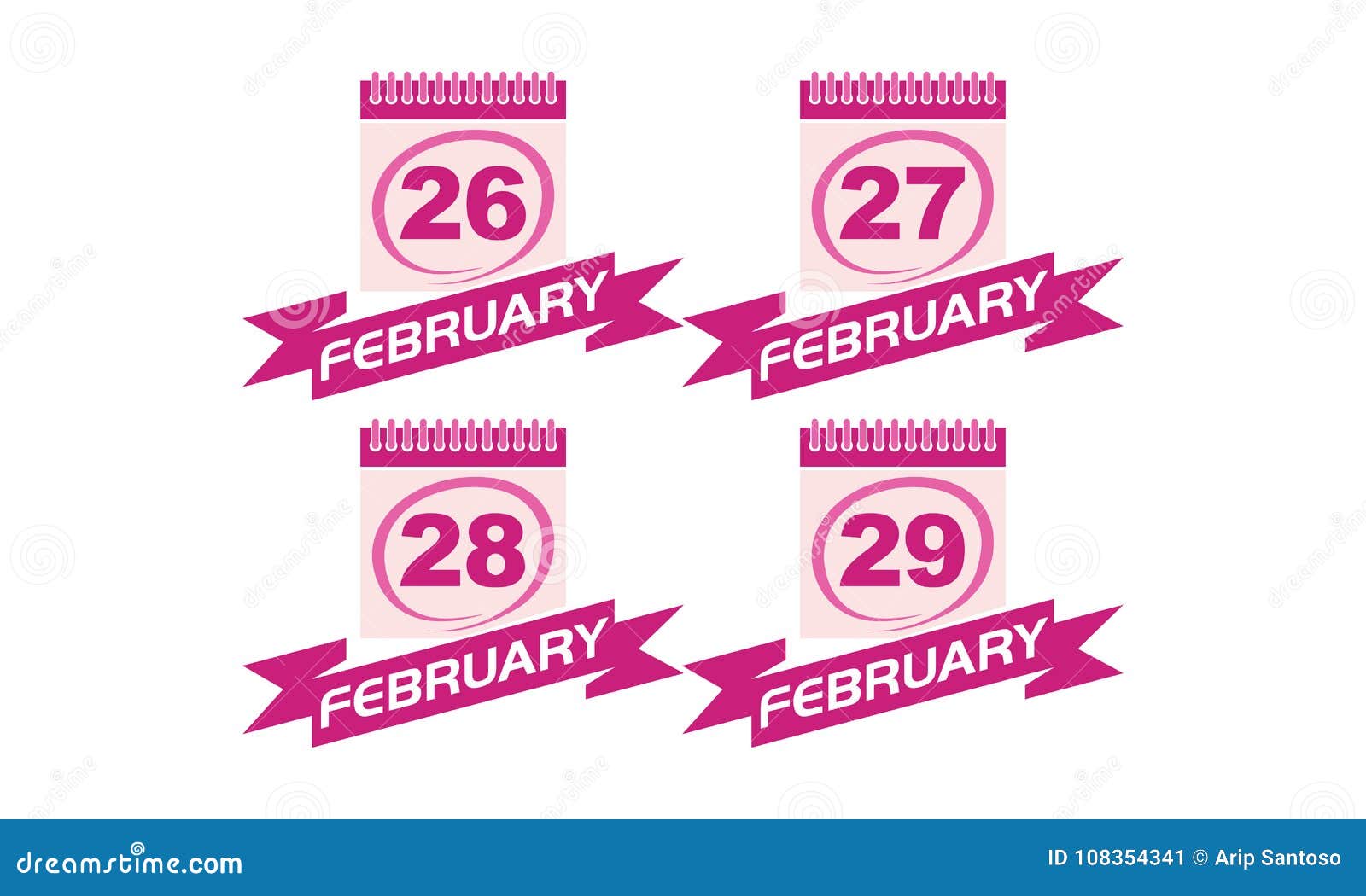 Calendar with Ribbon Set stock vector. Illustration of personal - 108354341