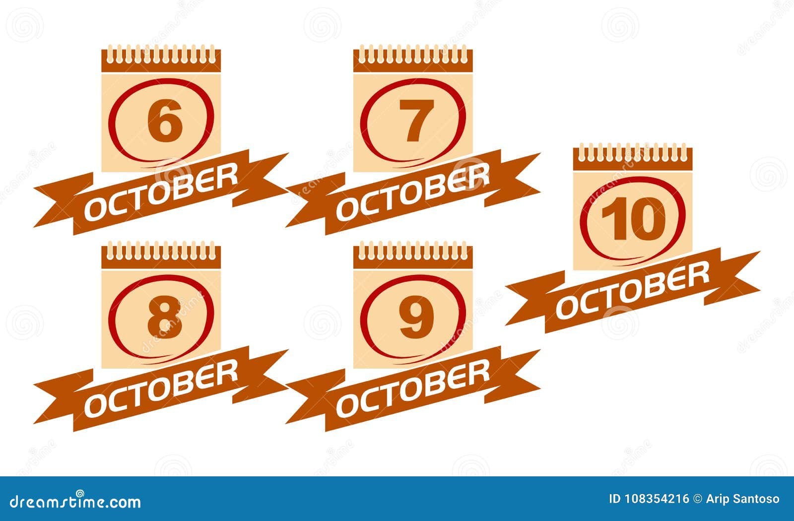 Calendar with Ribbon Set stock vector. Illustration of design - 108354216