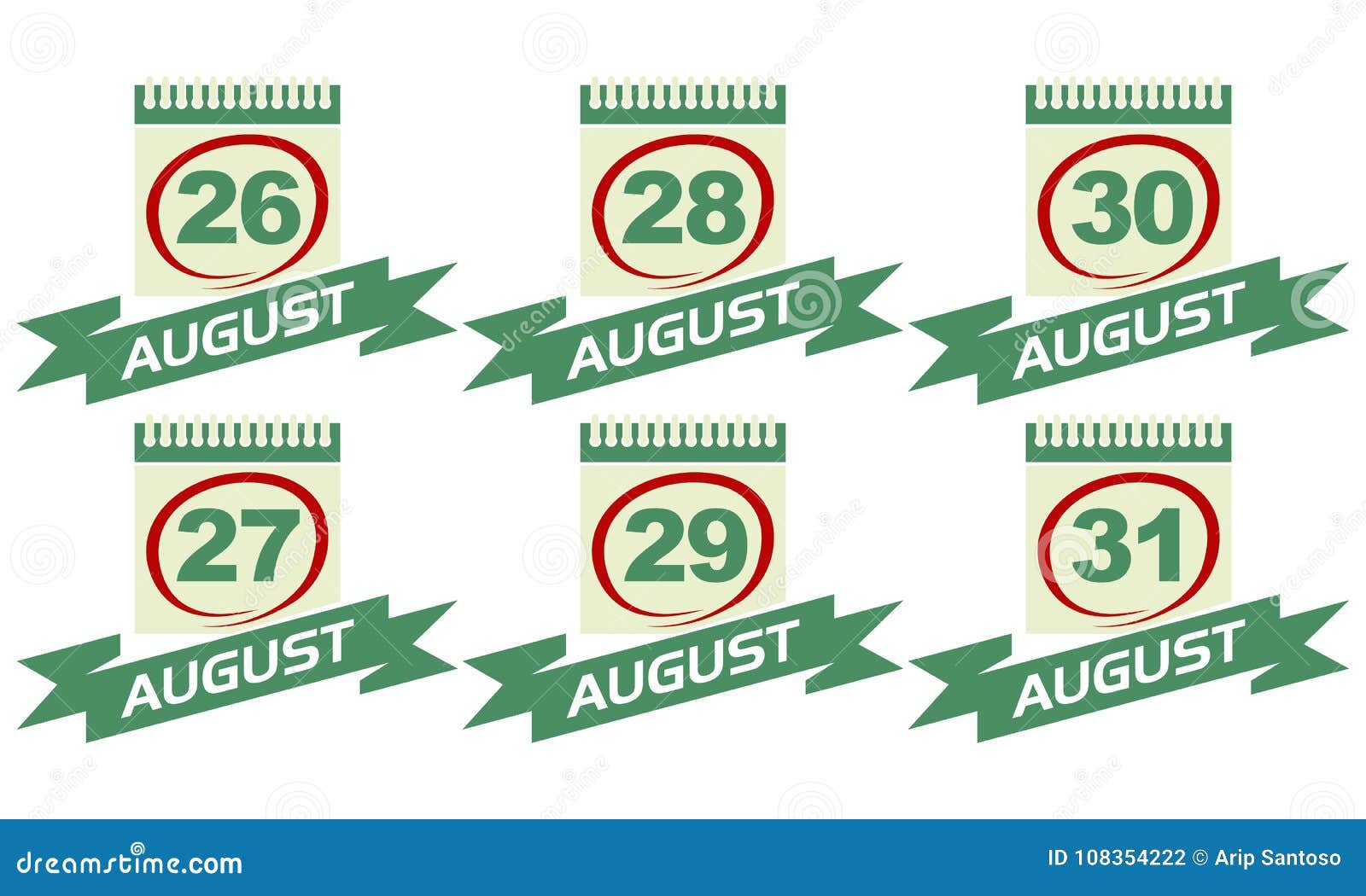 Calendar with Ribbon Set stock vector. Illustration of celebration ...