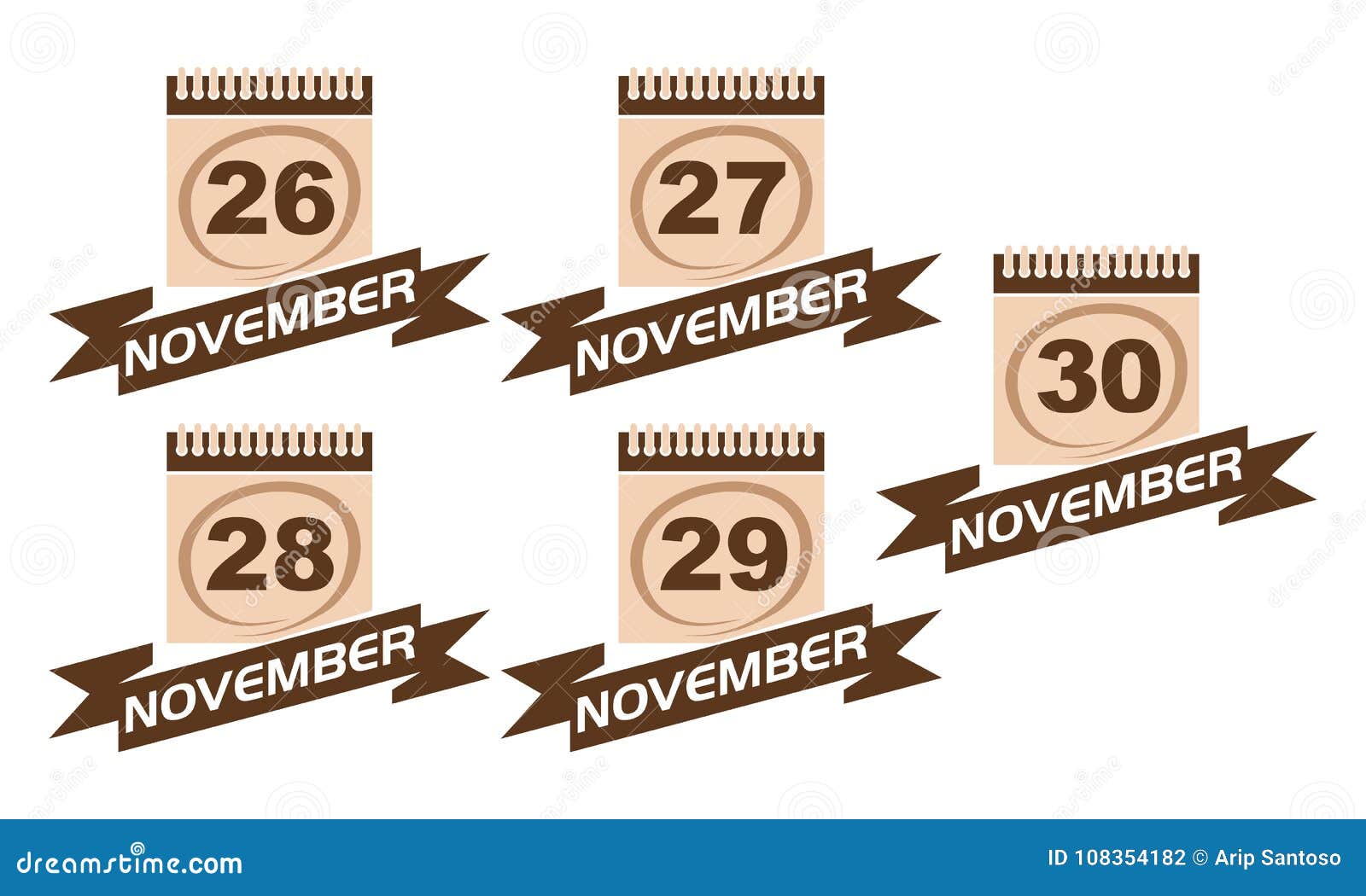 Calendar with Ribbon Set stock vector. Illustration of business - 108354182