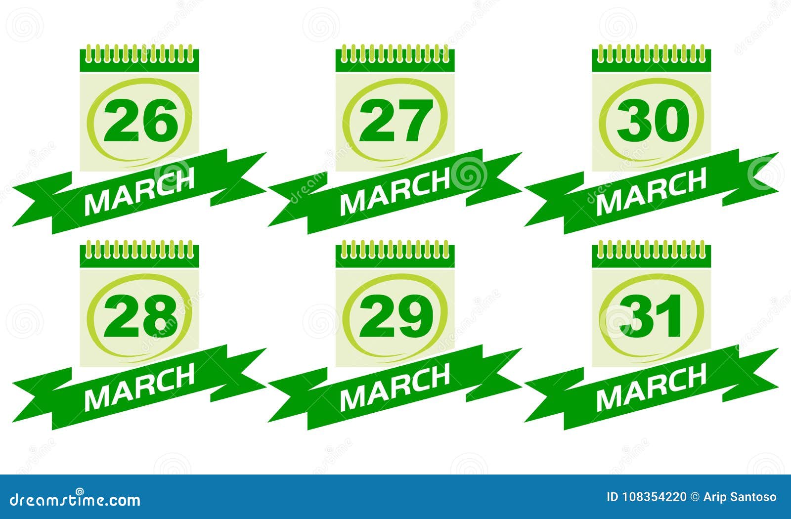 Calendar with Ribbon Set stock vector. Illustration of personal - 108354220