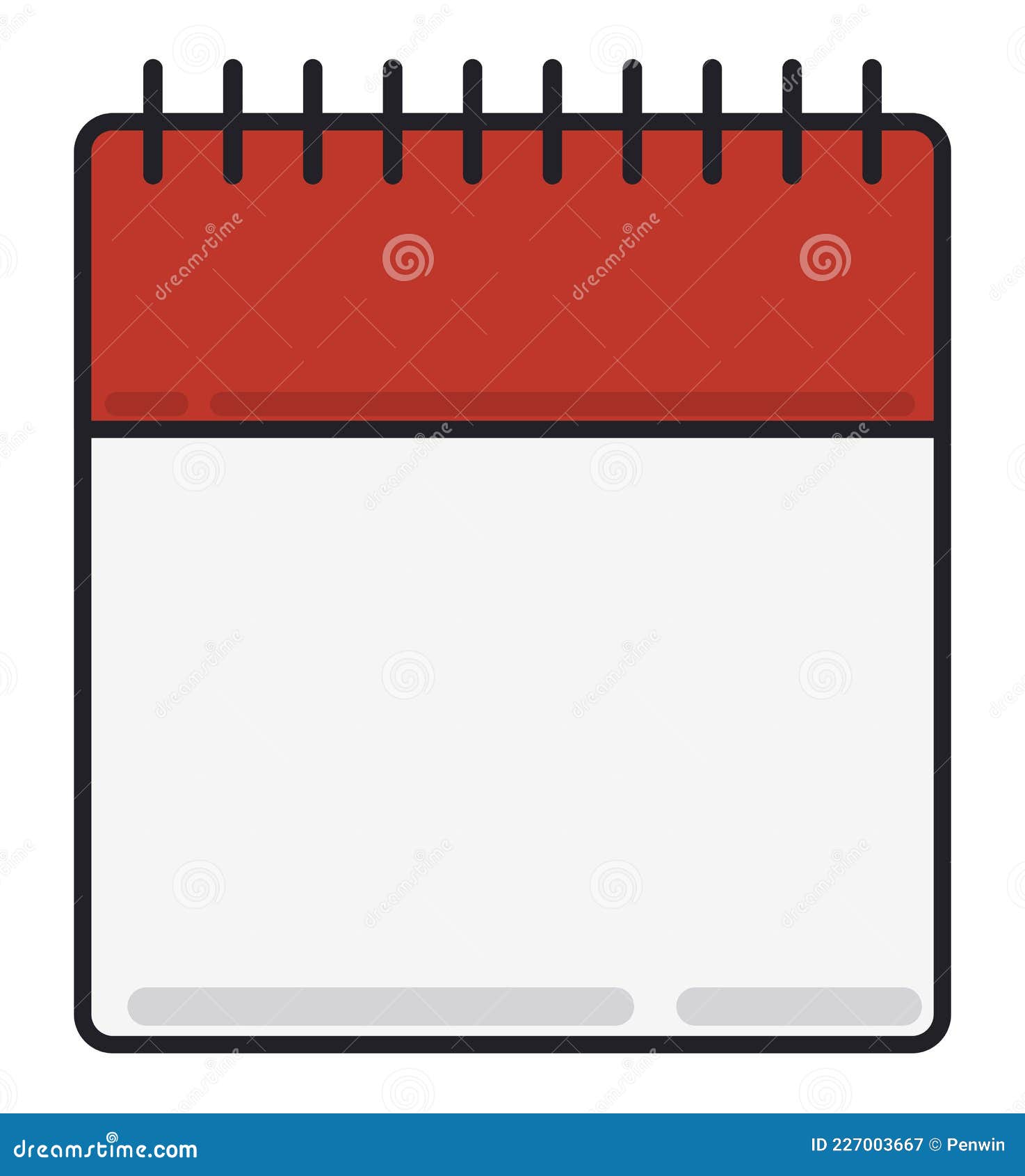 Calendar with Rings, Template in Flat Style and Outlines, Vector ...