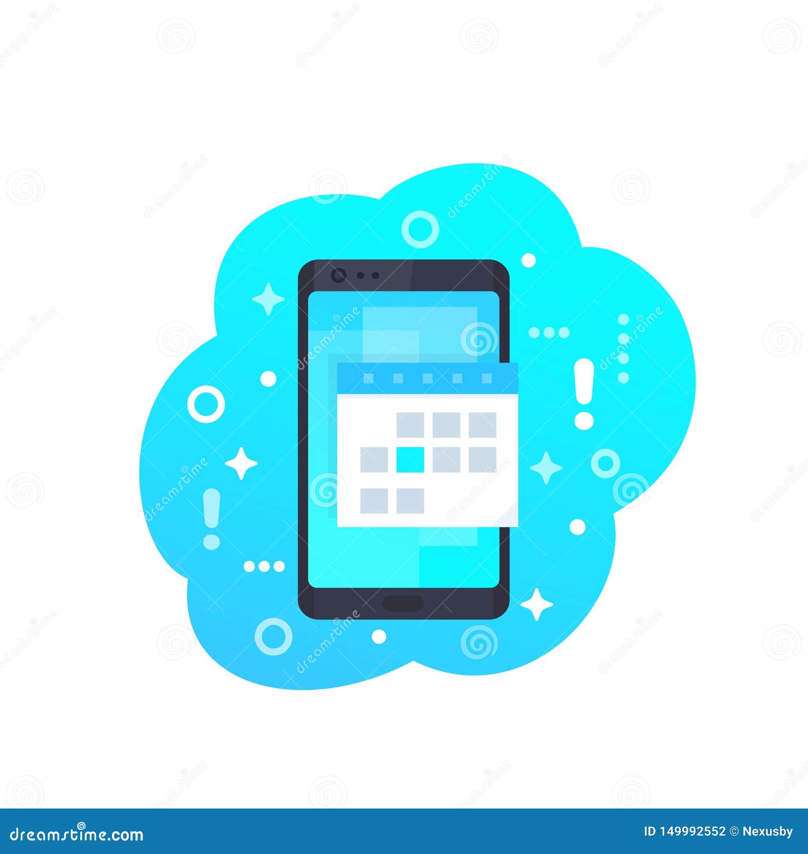 Calendar, Schedule App on Smartphone Vector Icon Stock Vector ...