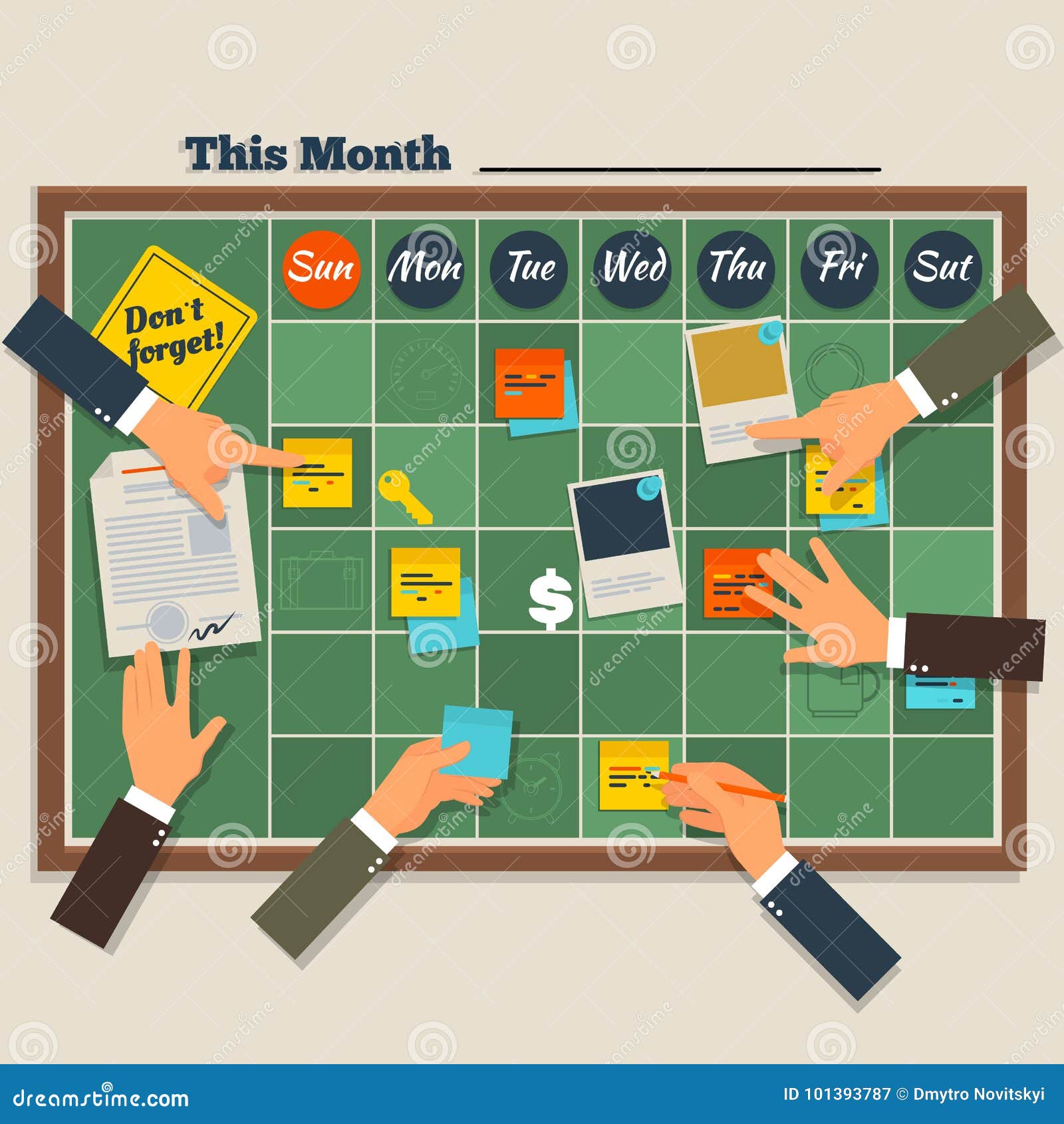 Calendar Schedule Board with Collaboration Plan.Scrum Methodology Task ...