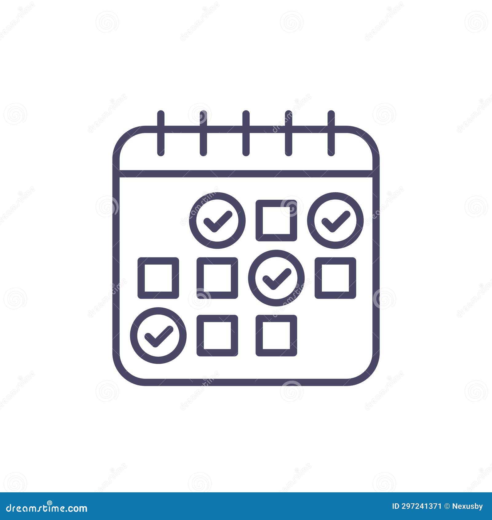 Calendar, Schedule Line Icon with Check Marks Stock Illustration ...