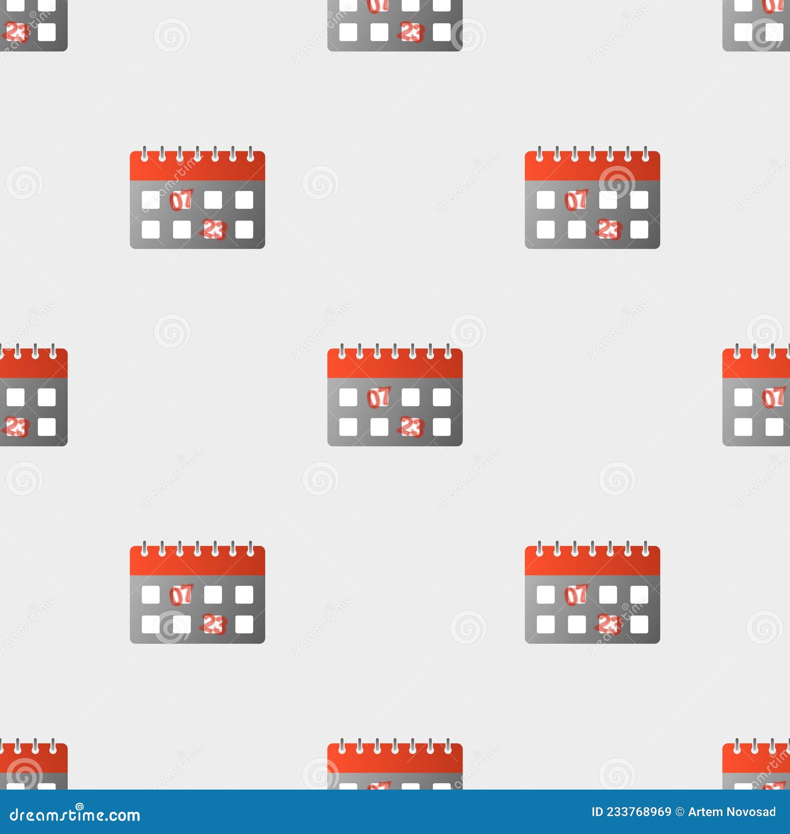 Calendar Seamless Pattern. Highlighted Day on the Calendar. Flat Vector ...
