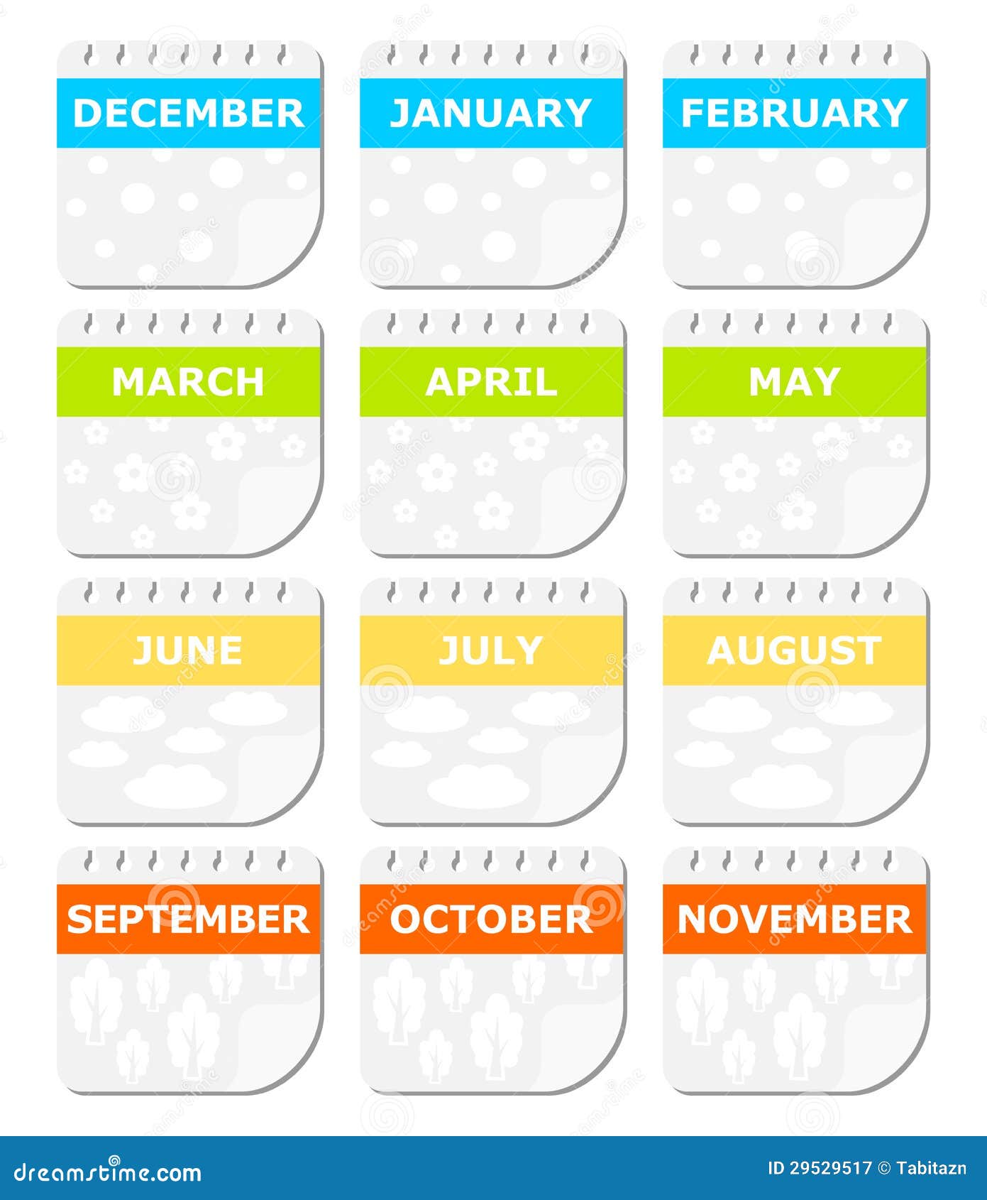 Calendar season, stock vector. Illustration of fall, february - 29529517