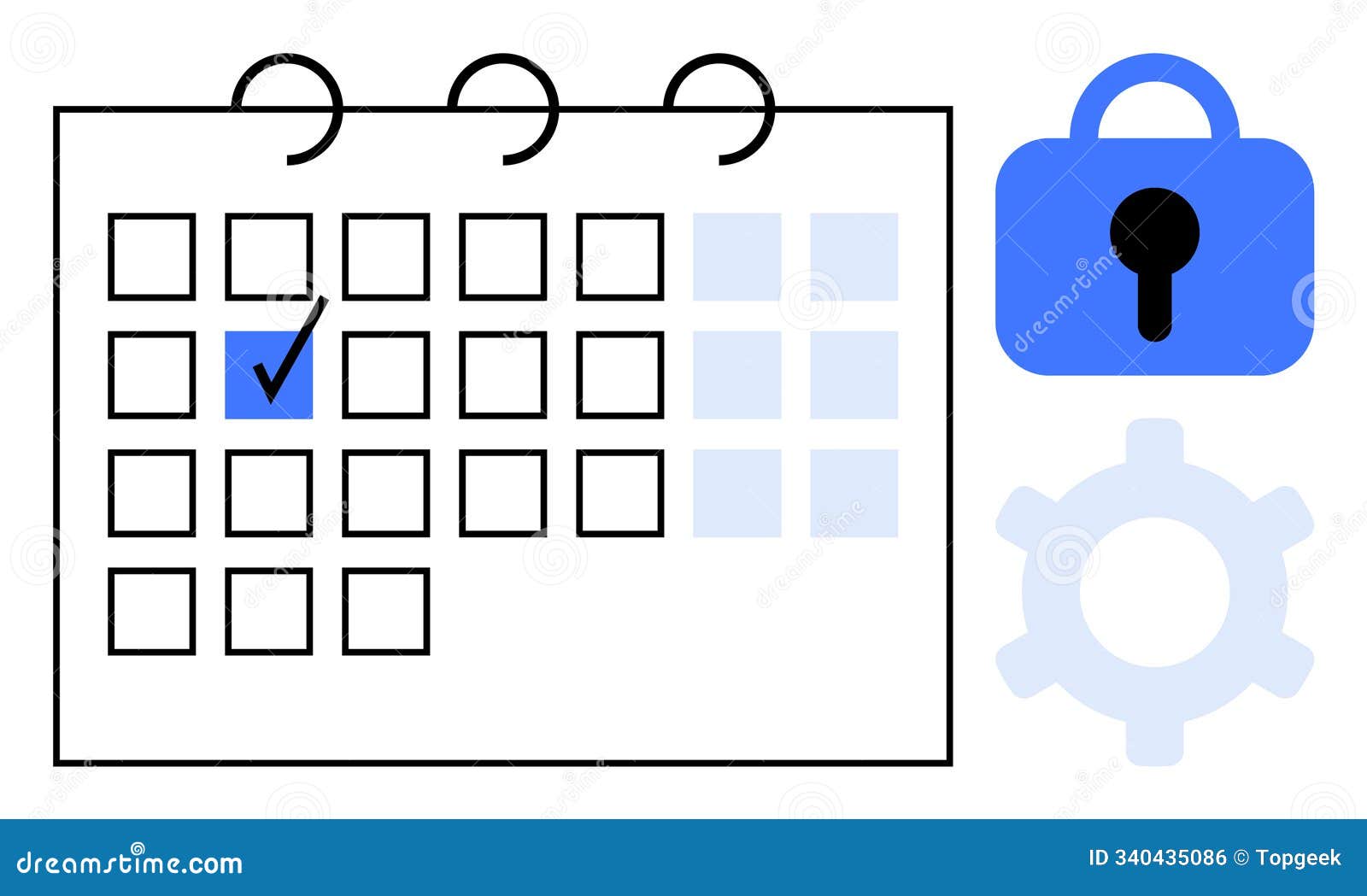 Calendar with Security and Settings Symbols Emphasizing Scheduled Task ...