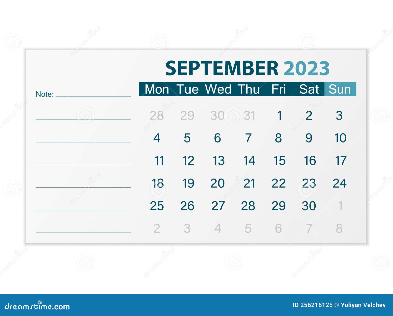Calendar September 2023 stock vector. Illustration of design - 256216125
