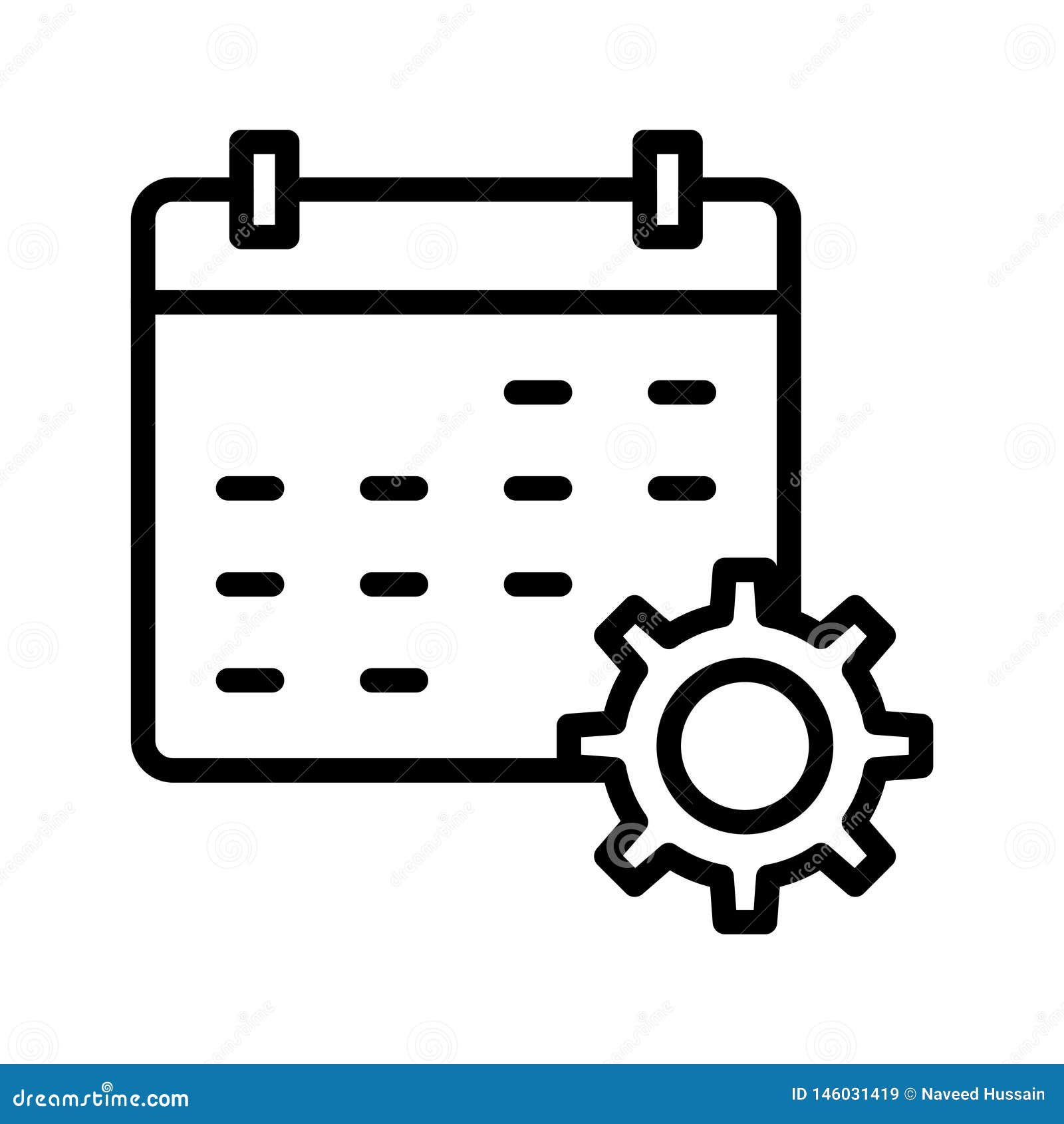 Calendar Setting Thin Line Vector Icon Stock Illustration ...