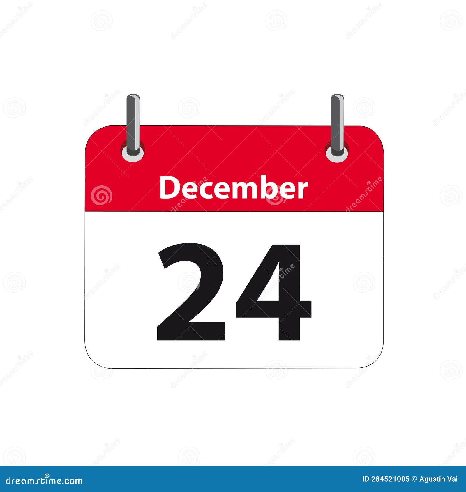 Calendar Sheet with the Date of December 24th on a White Background ...