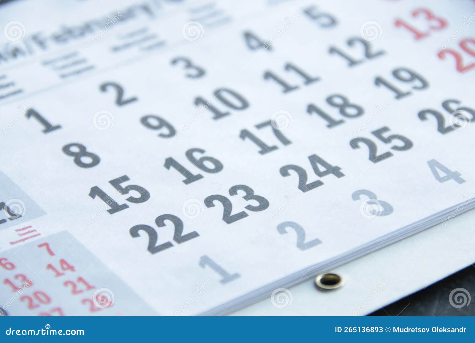 Calendar Sheet. Calendar Page with Date Stock Image - Image of date ...