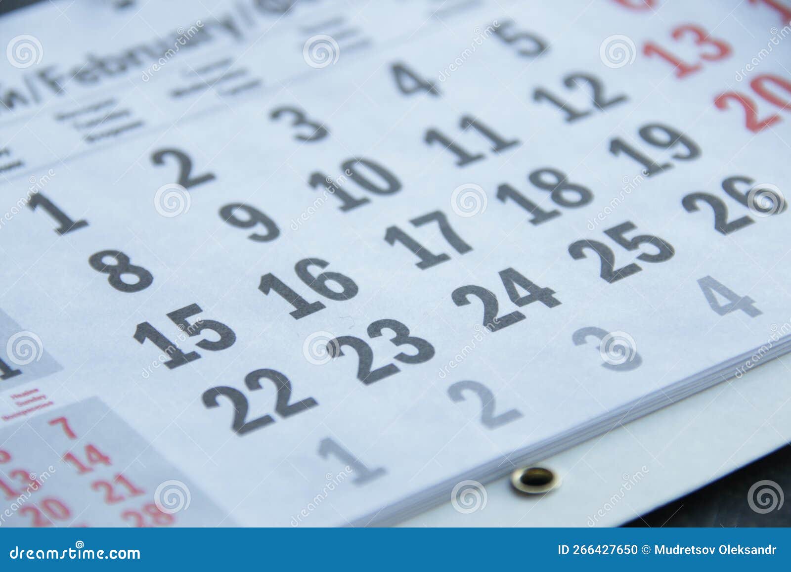 Calendar Sheet. Calendar Page with Date Stock Photo - Image of plan ...