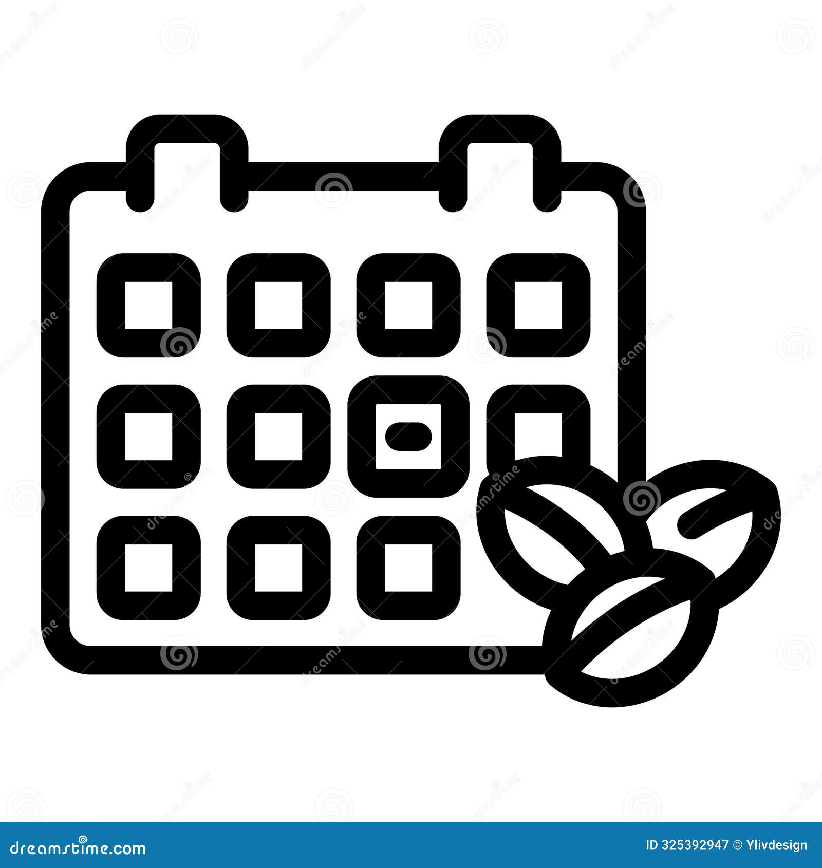 Calendar Showing Coffee Bean Delivery Date with Beans Icon Stock ...