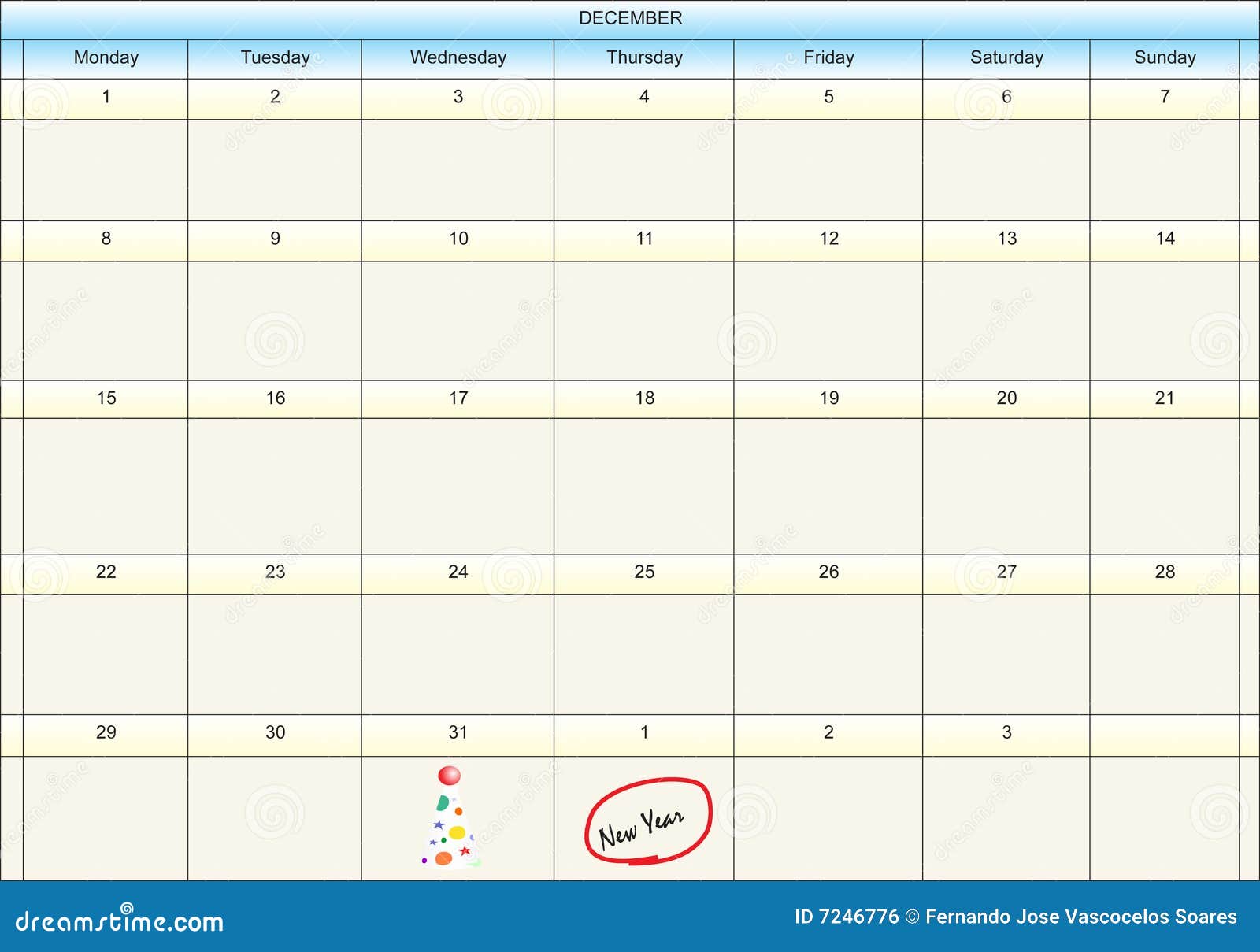 Calendar showing december stock vector. Illustration of cold - 7246776