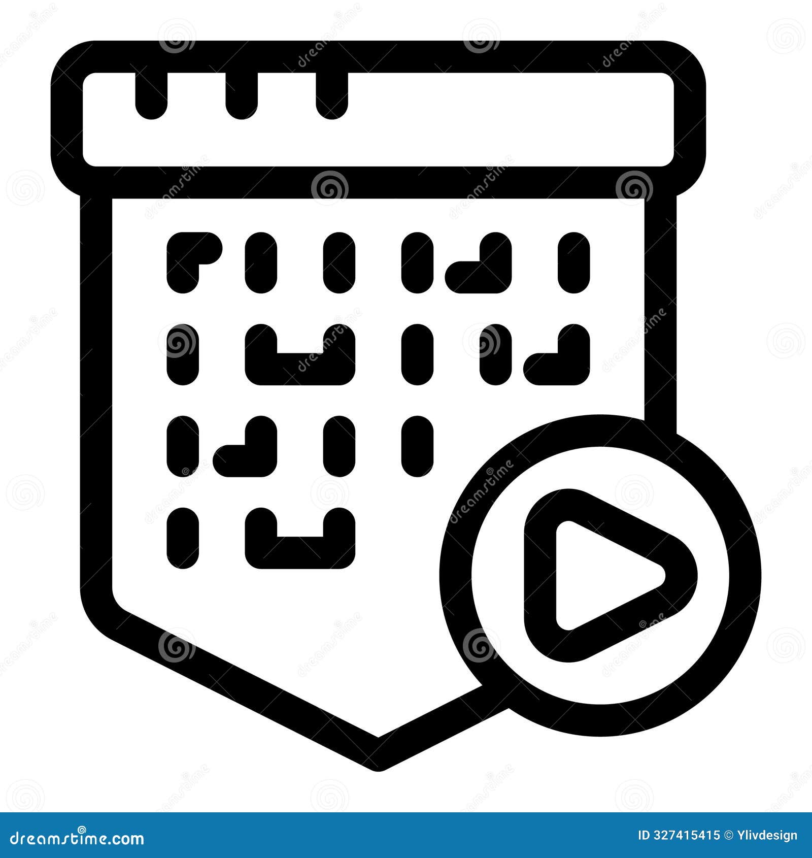 Calendar Showing Starting Date Using Play Button Icon Stock Vector ...