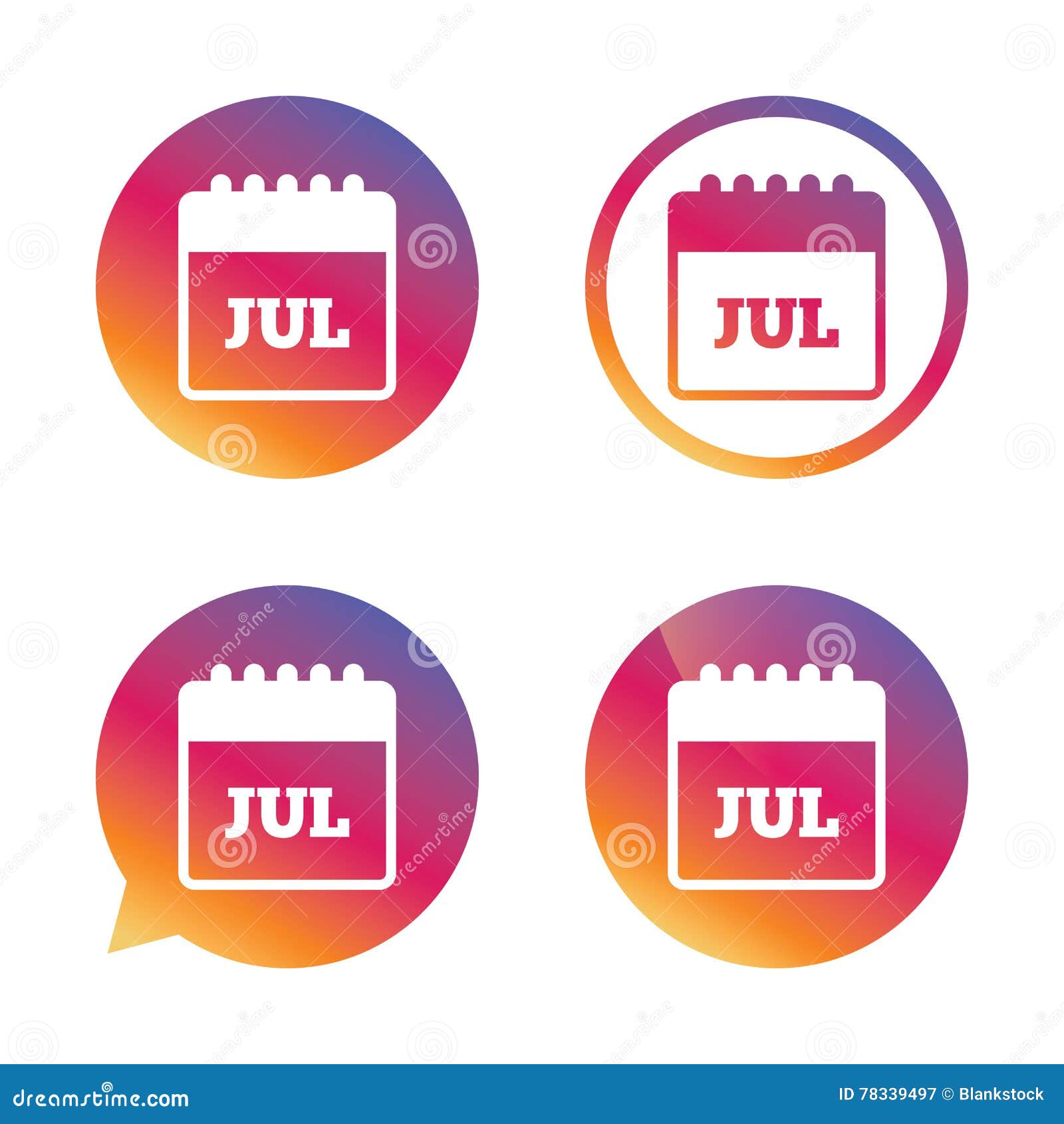 Calendar Sign Icon. July Month Symbol Stock Vector - Illustration of ...